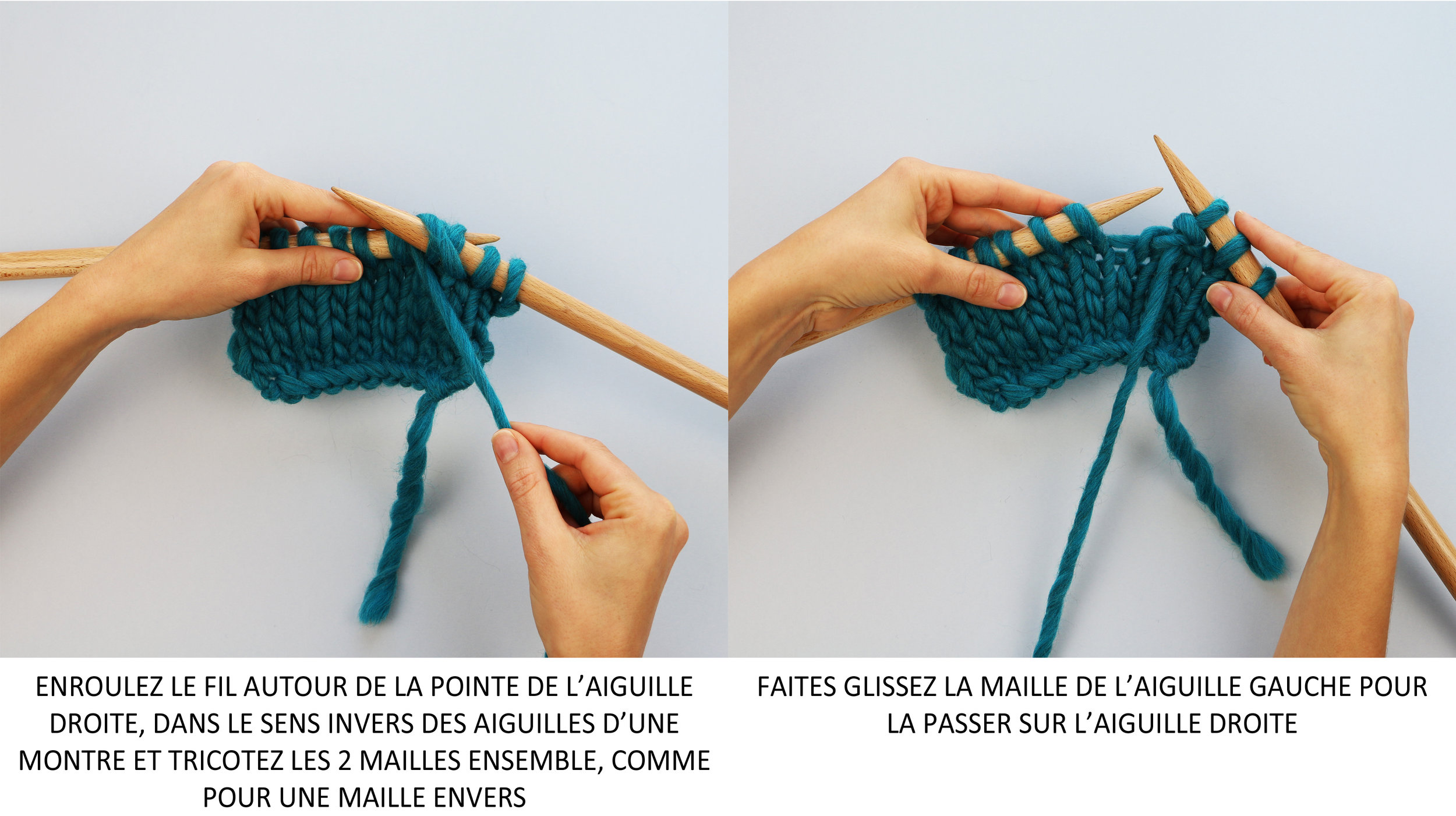 Tricoter 2 mailles ensemble à l'envers - Knit 2 together purlwise ...