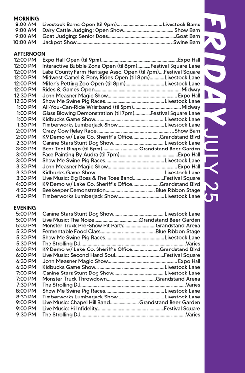 Week at a Glance — LAKE COUNTY FAIR