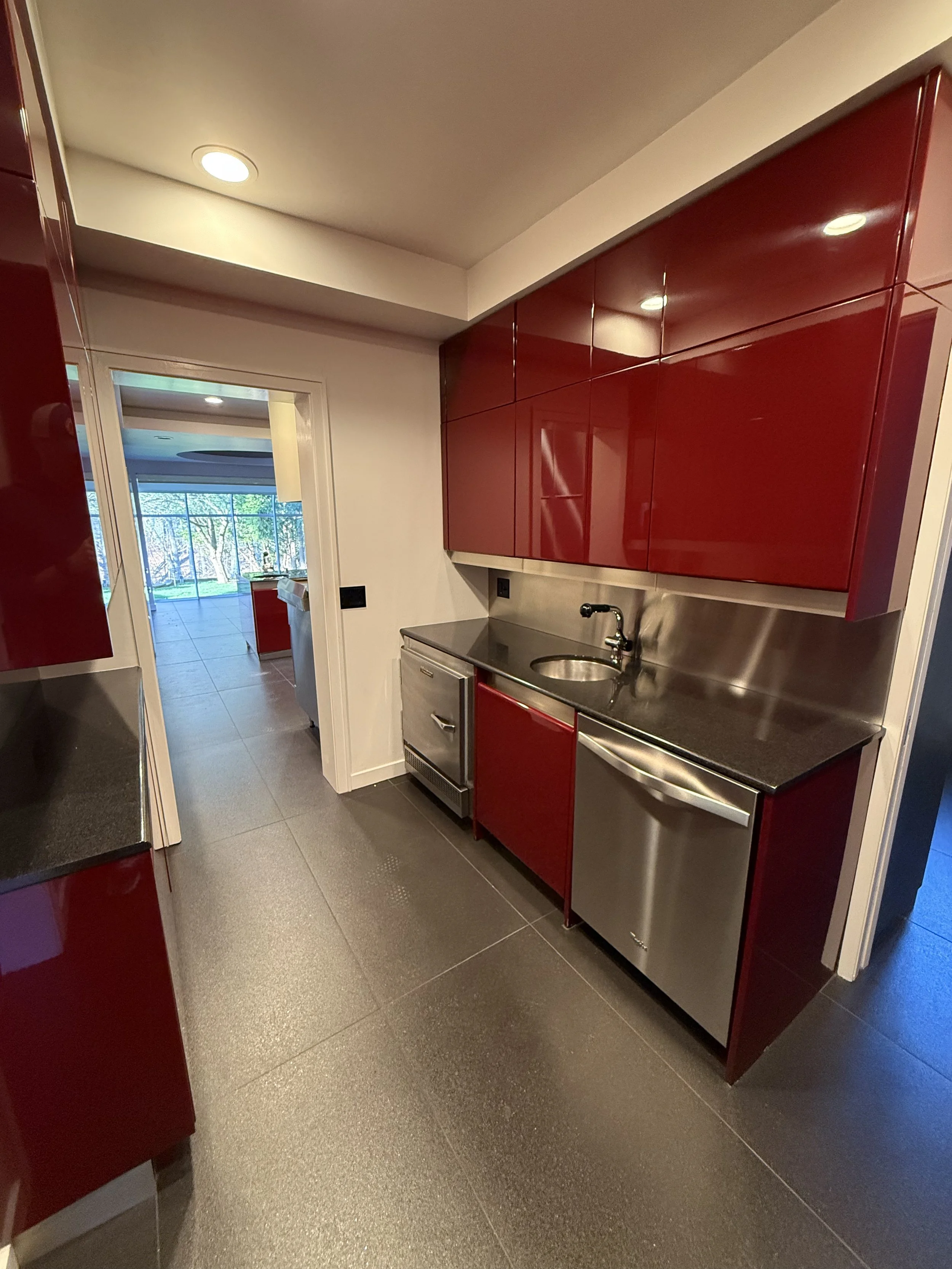 HUGE Designer Italian Boffi Red Modern Kitchen Cabinets Miele Vulcan GE ...