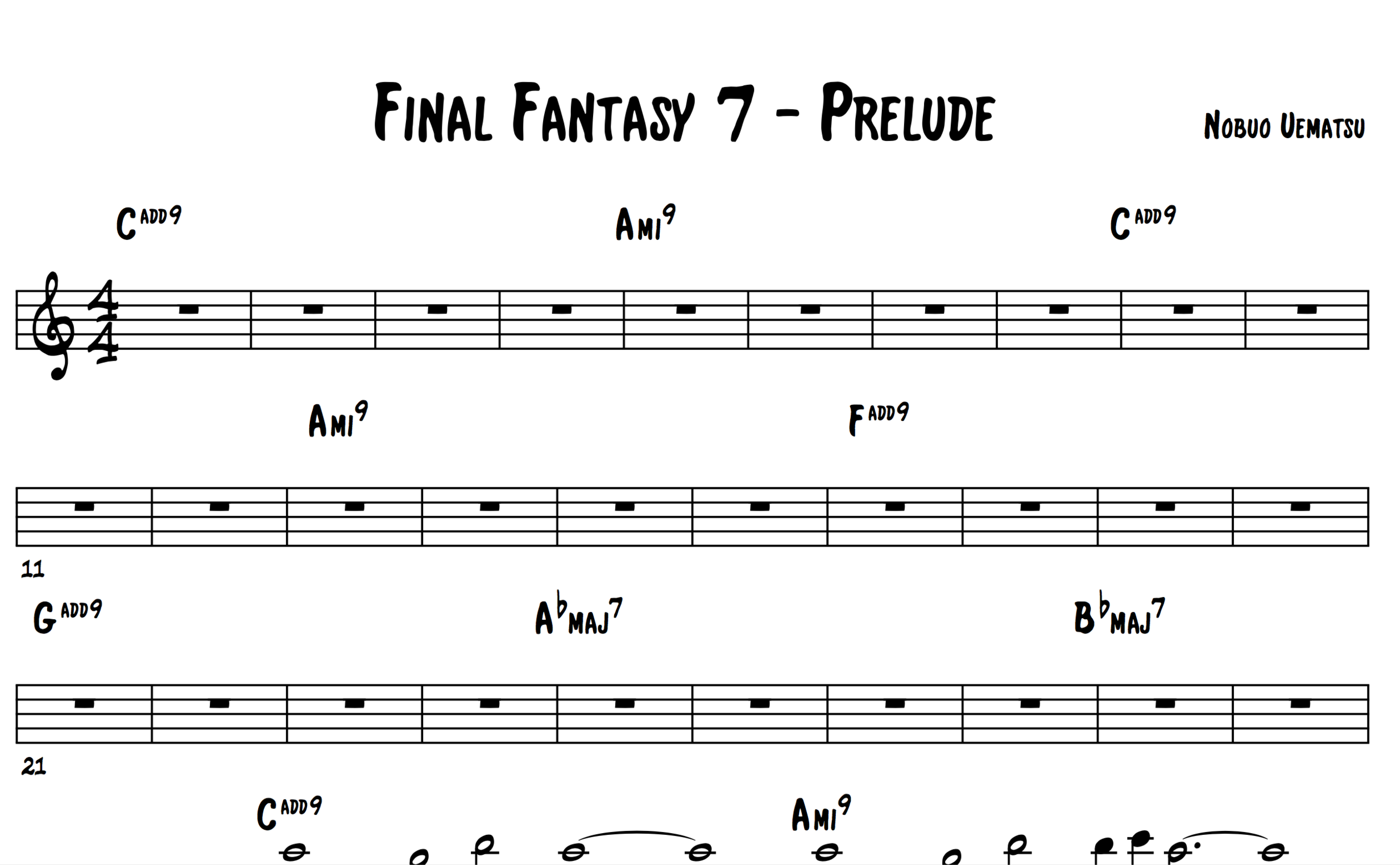Nobuo Uematsu Prelude Final Fantasy Vii Lead Sheet — James Hart