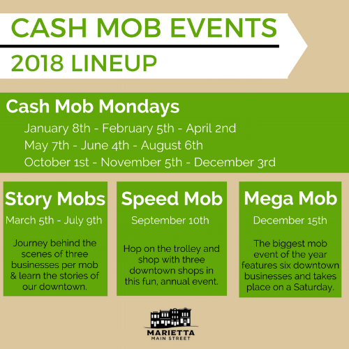 Cash Mob Events Amp Up in 2018 — Marietta Main Street