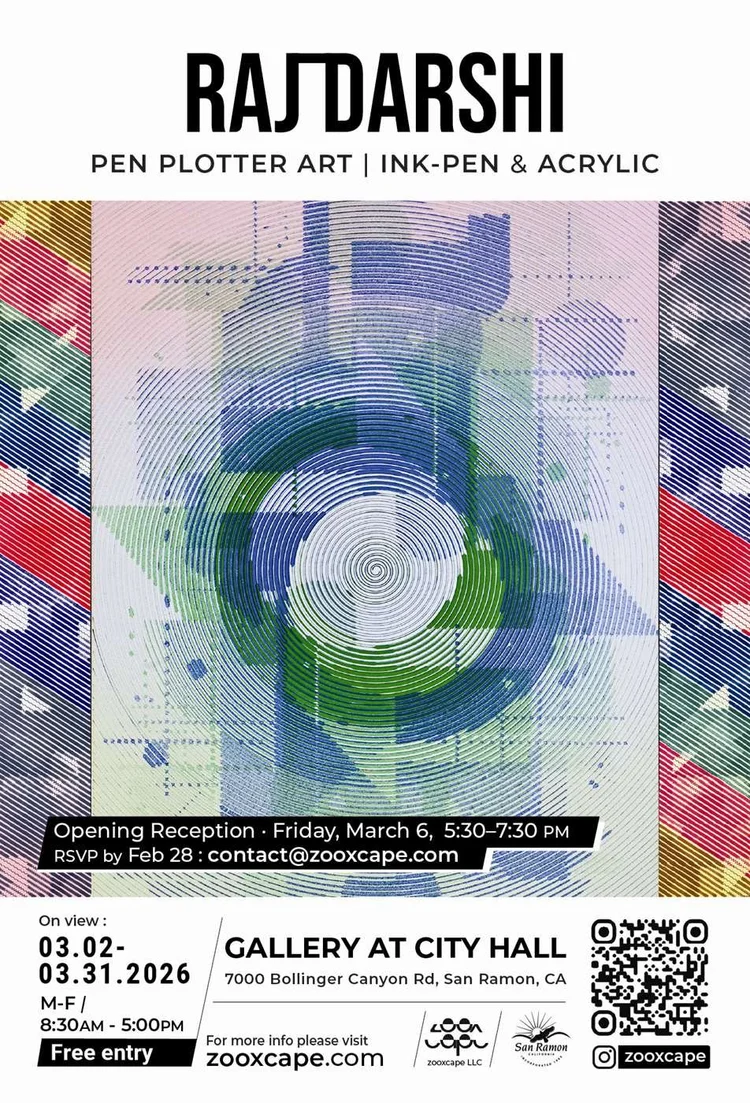 Raj Darshi Exhibit featuring Pen Plotter Art with Ink-Pen & Acrylic ...