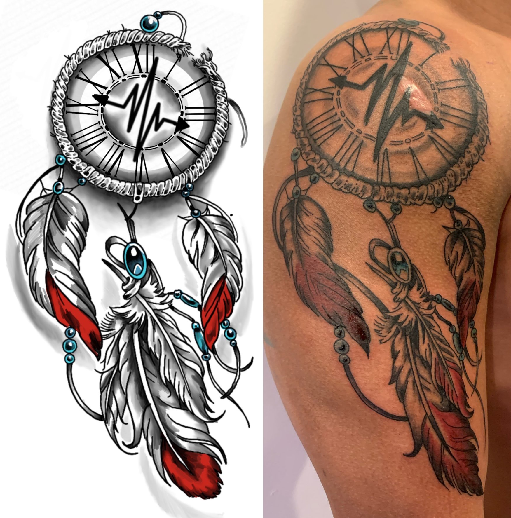 Compass Dreamcatcher Tattoo