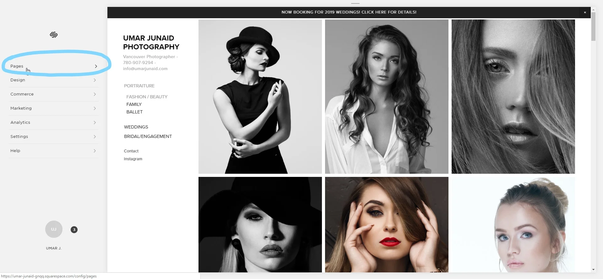 Creating a custom landing page in Squarespace — UMAR JUNAID PHOTOGRAPHY