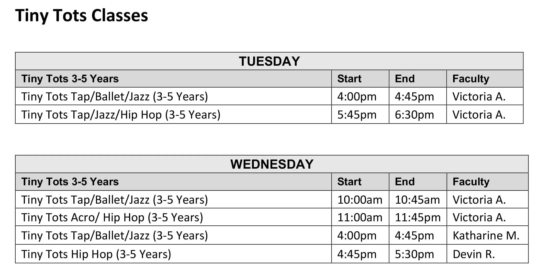 Tiny Tots Classes 2-5 Years — Murrieta Dance Project