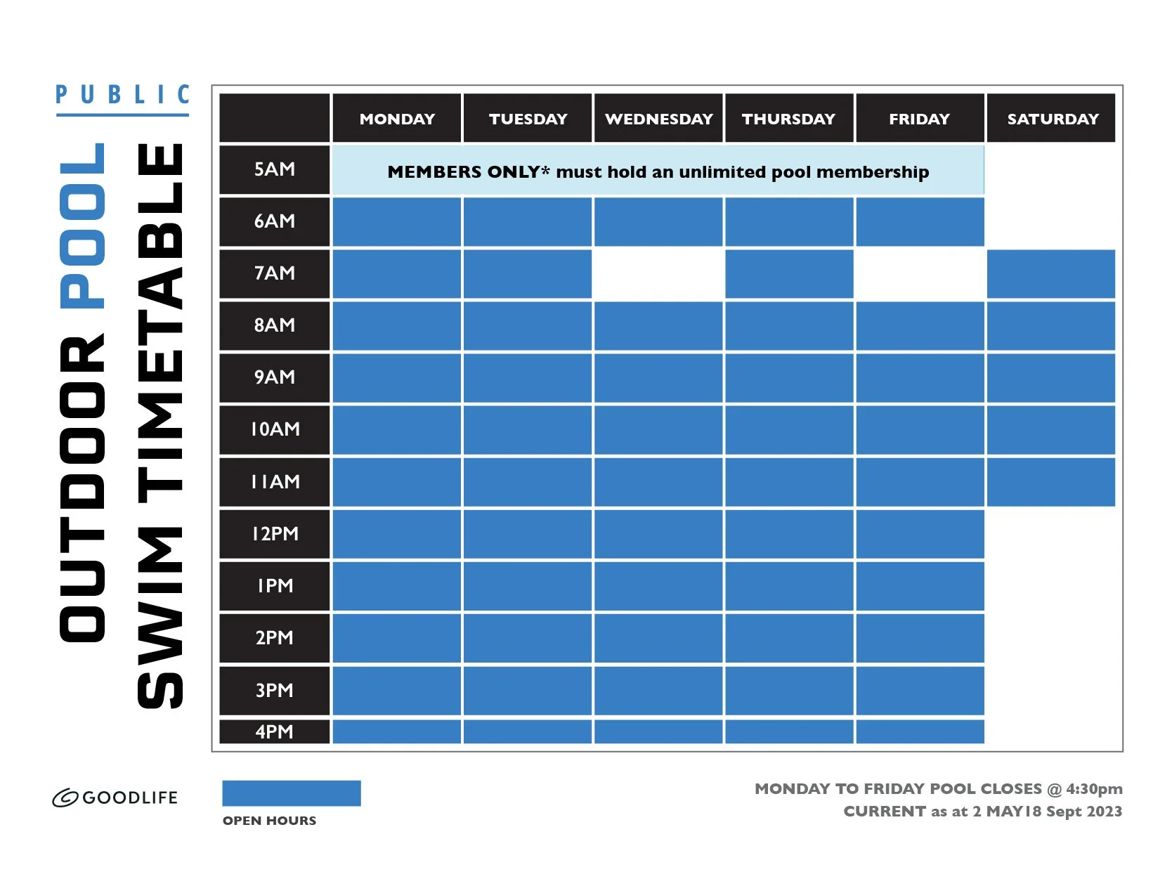 Opening Hours — GOODLIFE
