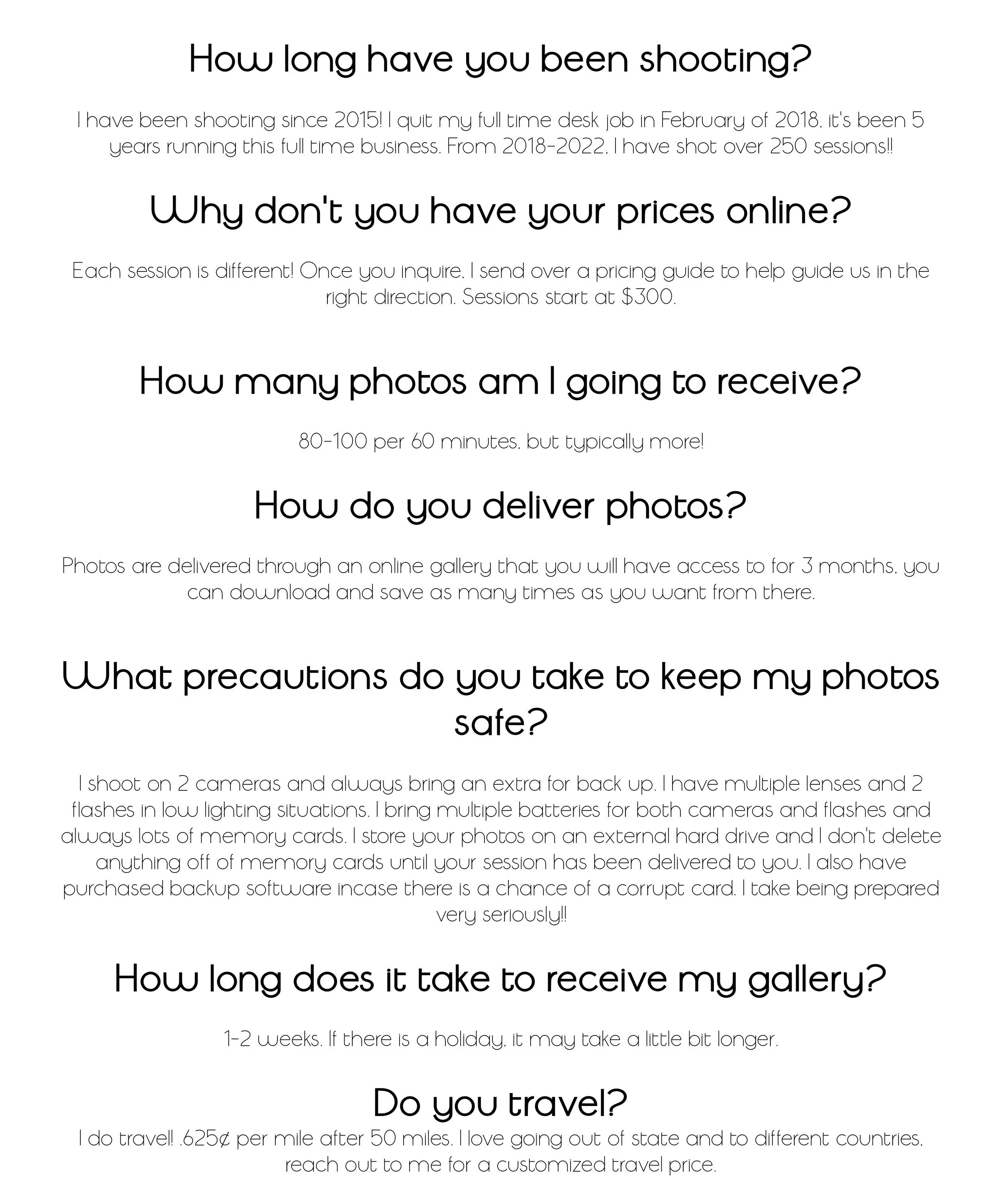 Sessions FAQ — Tori Hook Photo LLC