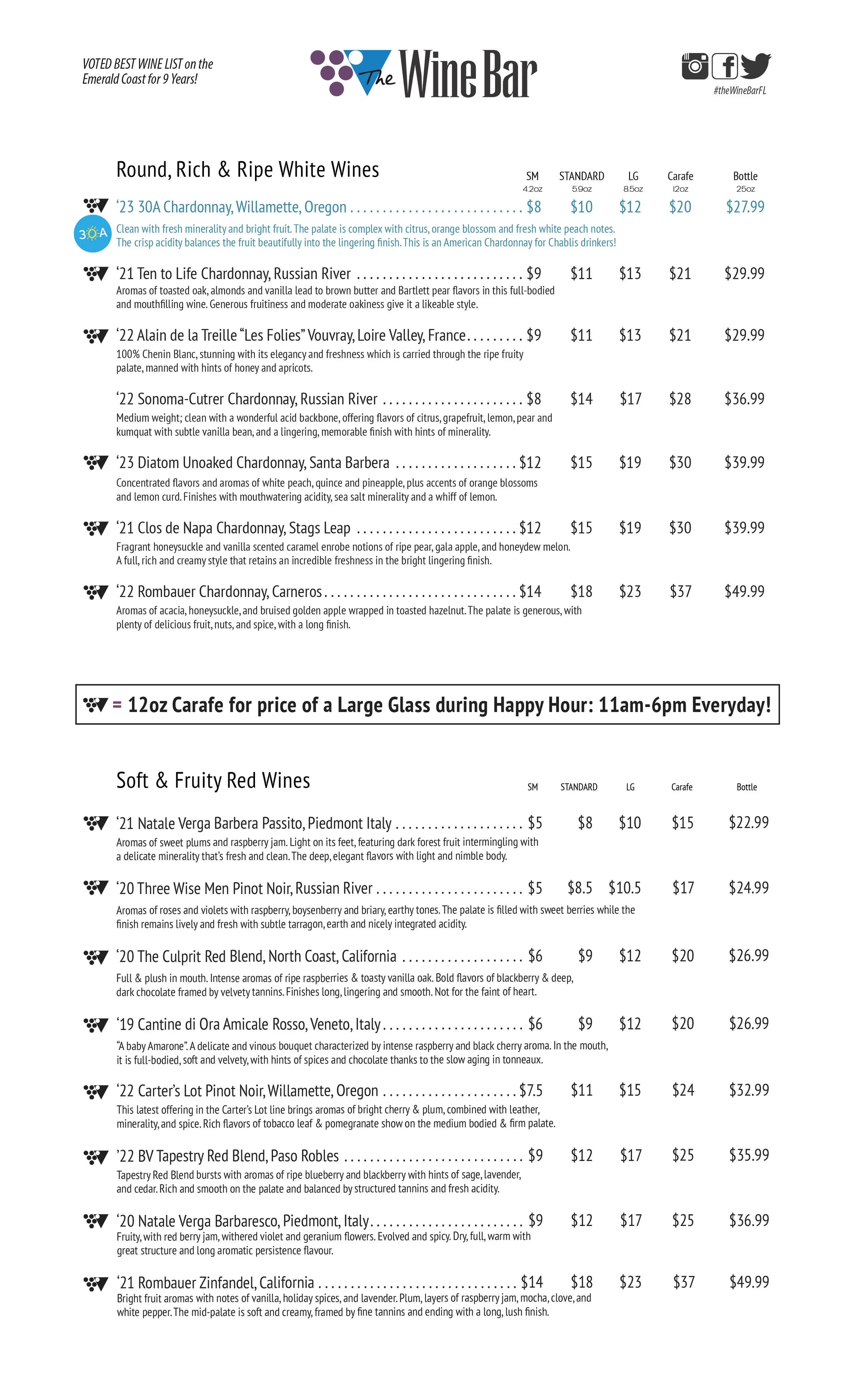 Our Award Winning Wine List — The Wine Bar