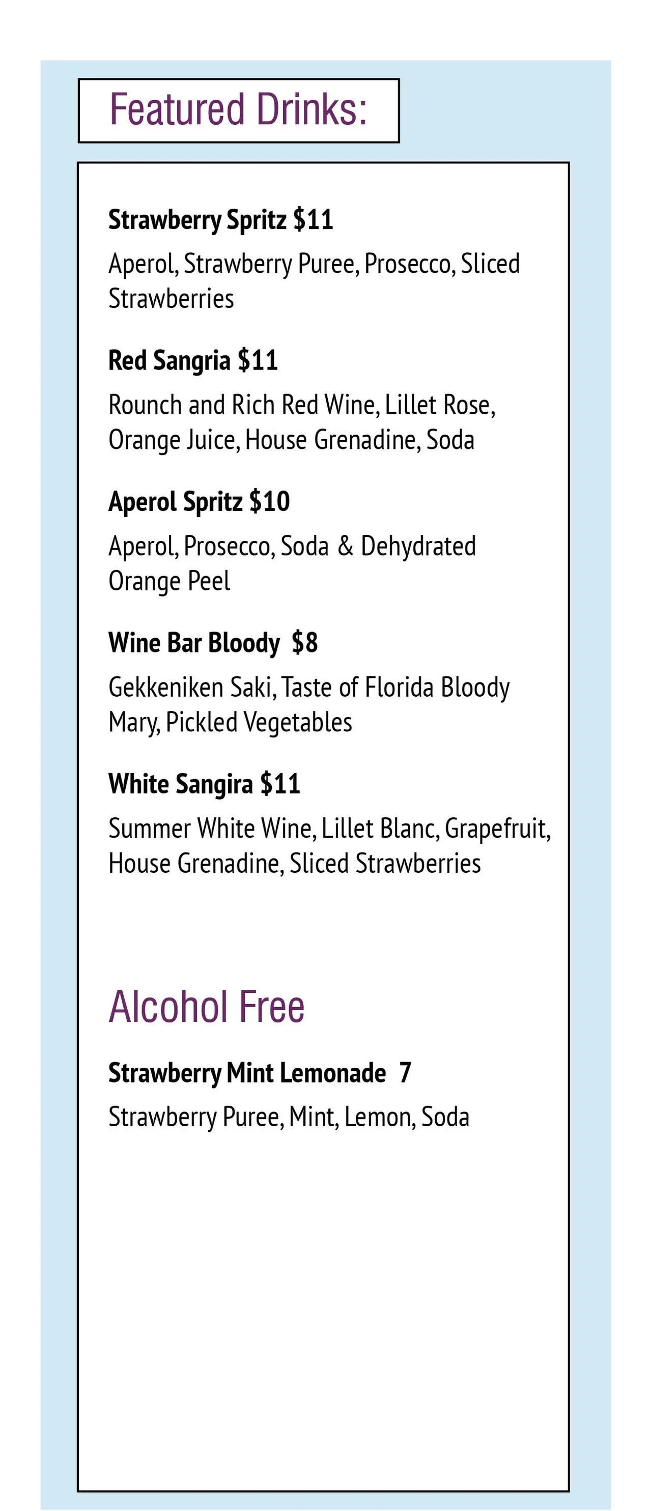 Specialty Drinks — The Wine Bar