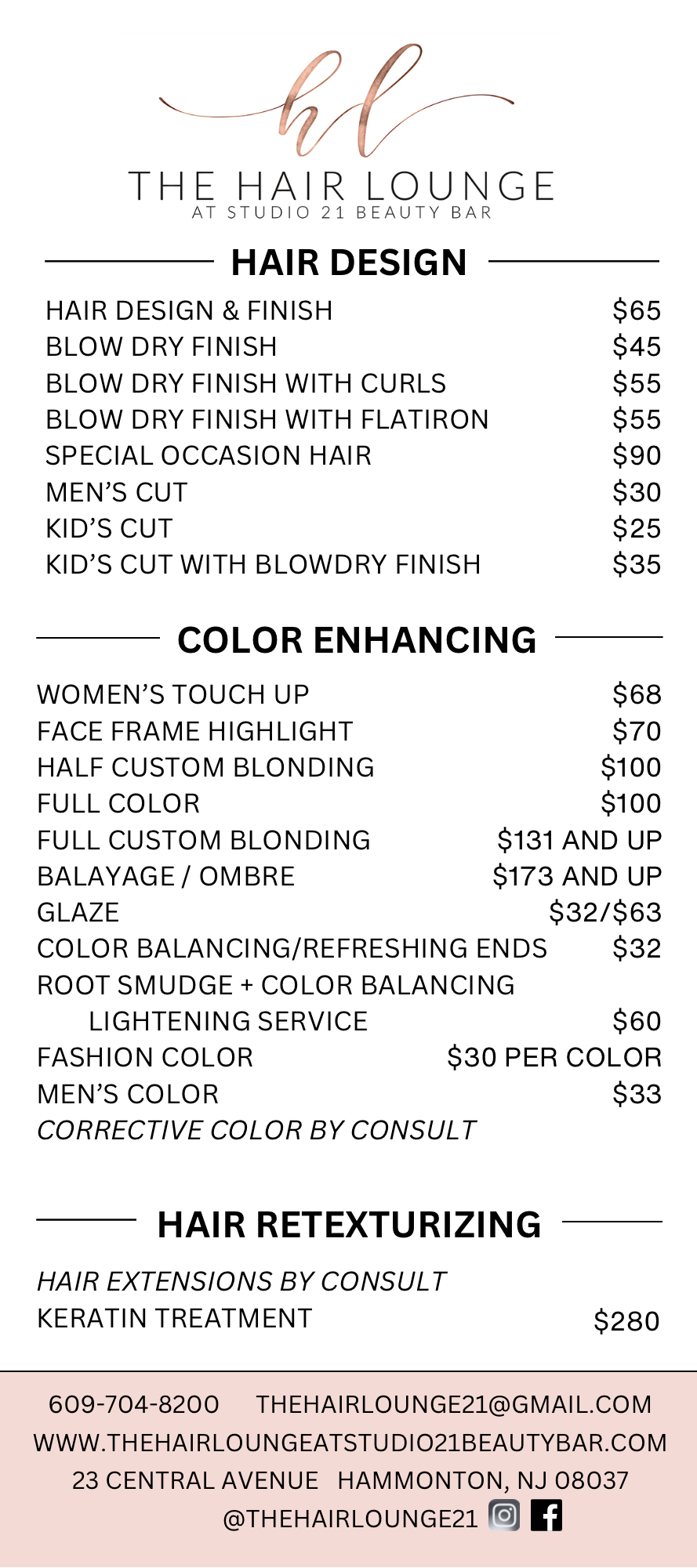 Menu of Services — The Hair Lounge