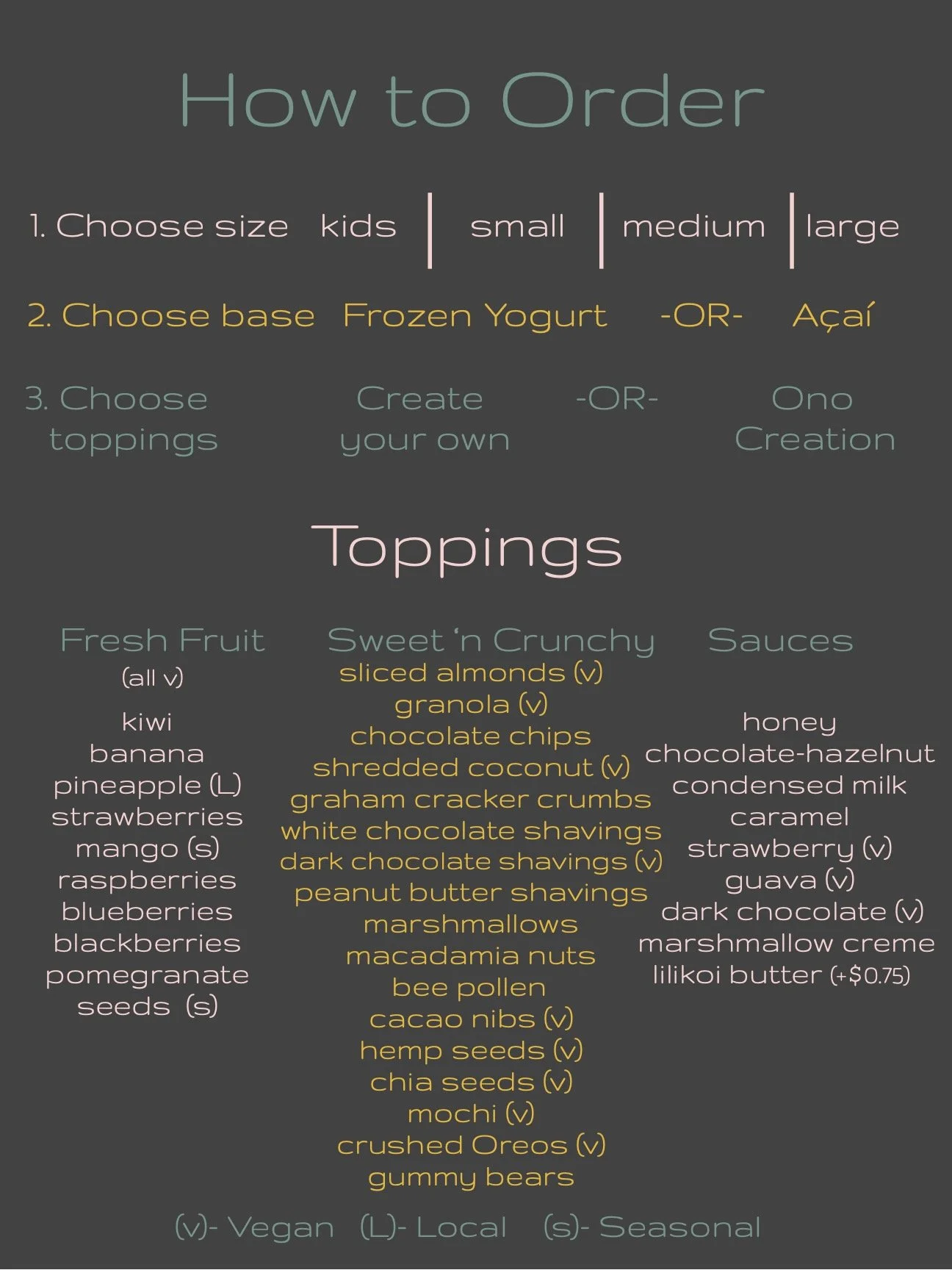 Menu — Ono Yo