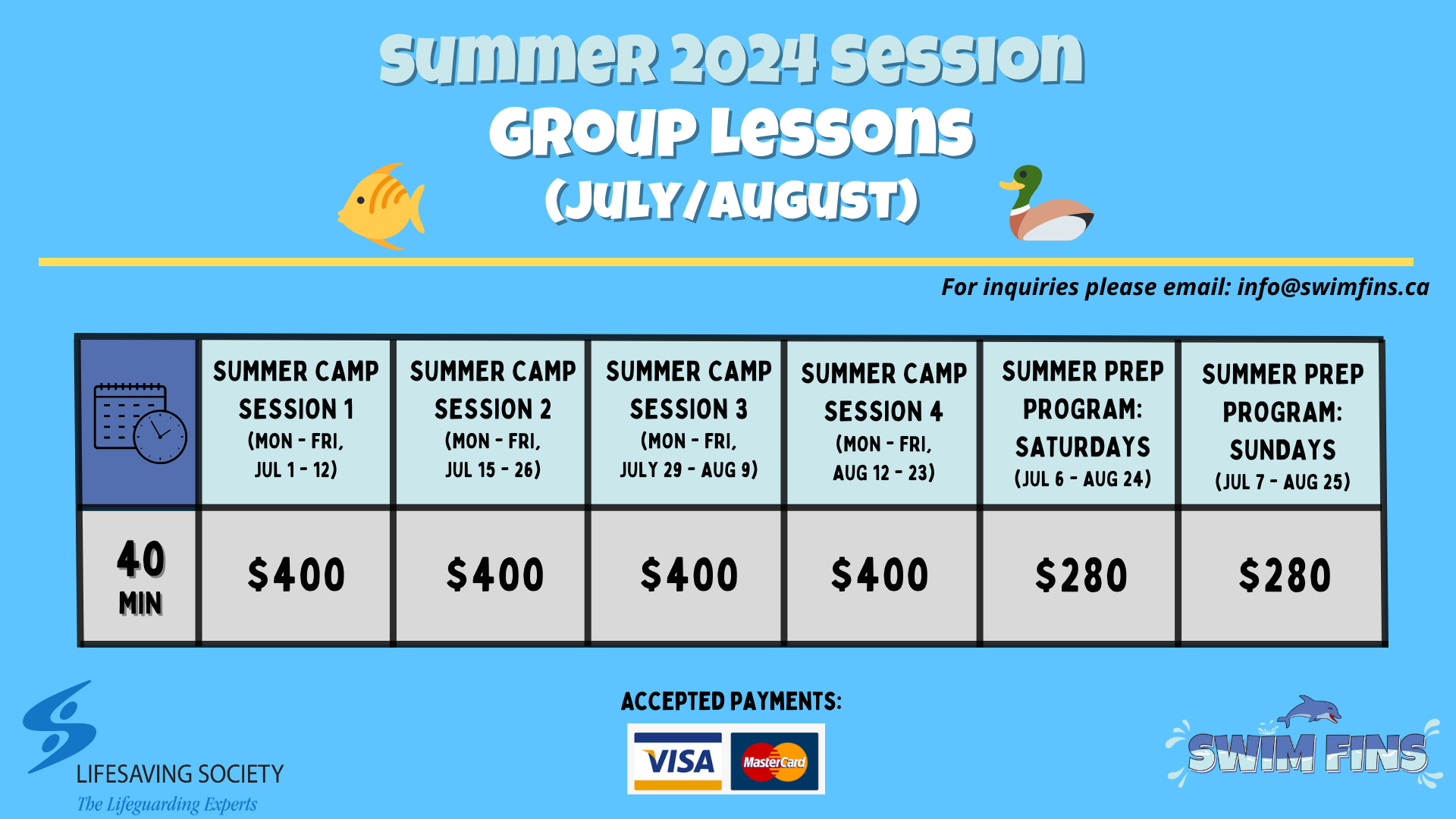 Swim Lesson Prices — Swim Fins Swim School