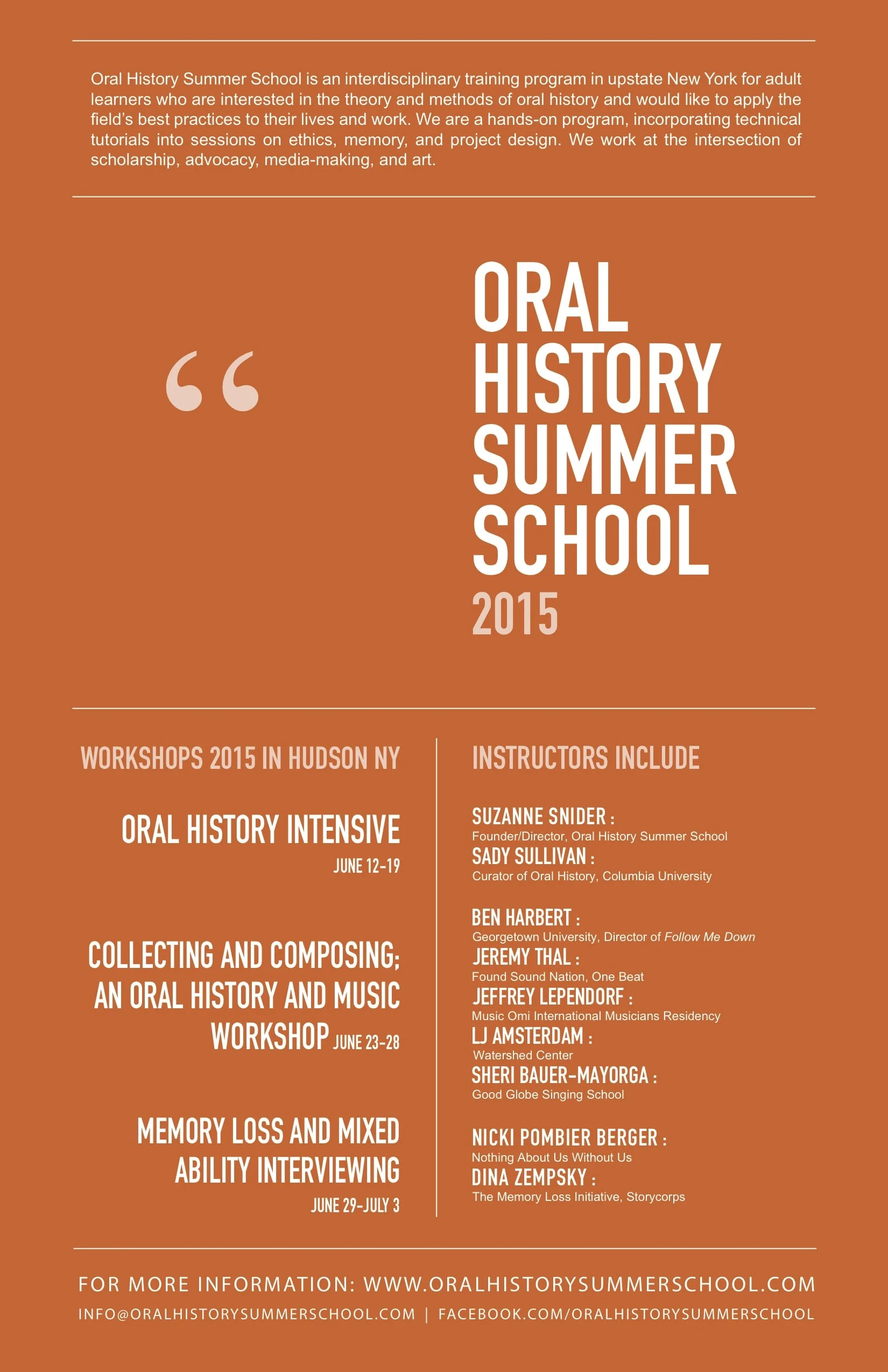 Past Workshops — Oral History Summer School