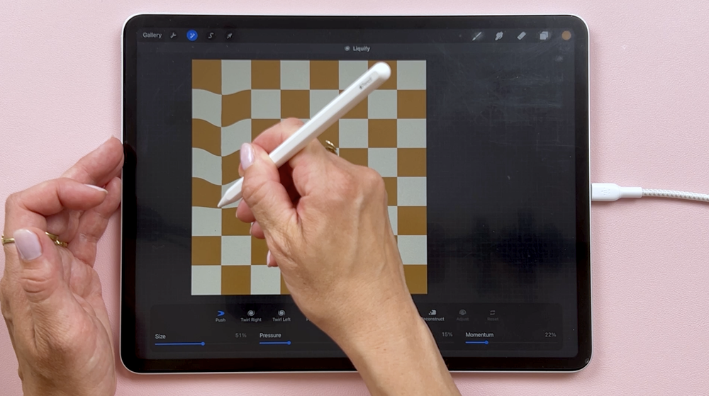 How to make a wavy checkerboard pattern in Procreate