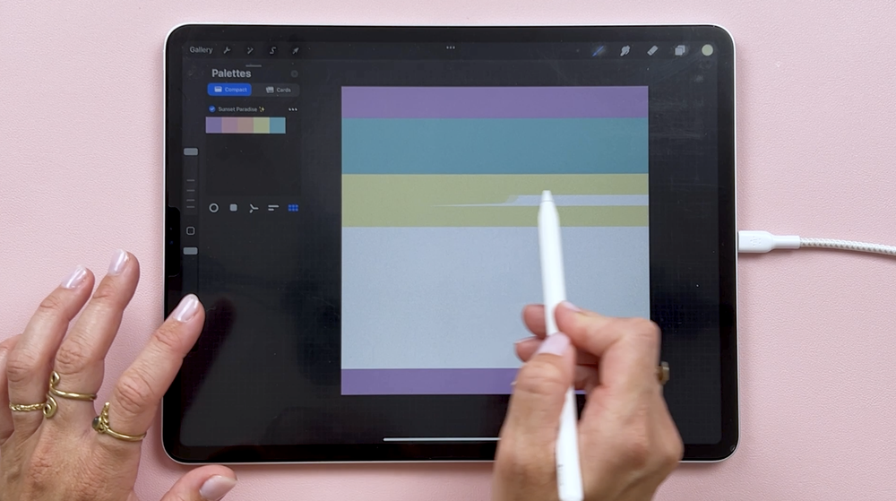 How to create a gradient sunset pattern in Procreate