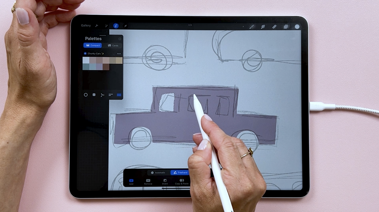 Create a chunky car pattern in Procreate