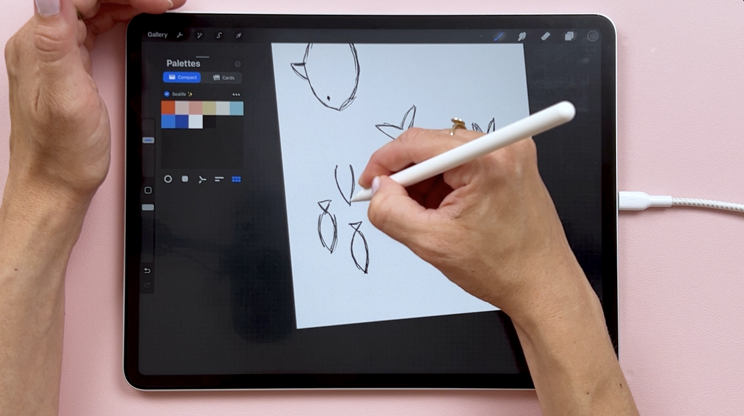 How to Create a Sketched Sea Creatures Pattern in Procreate