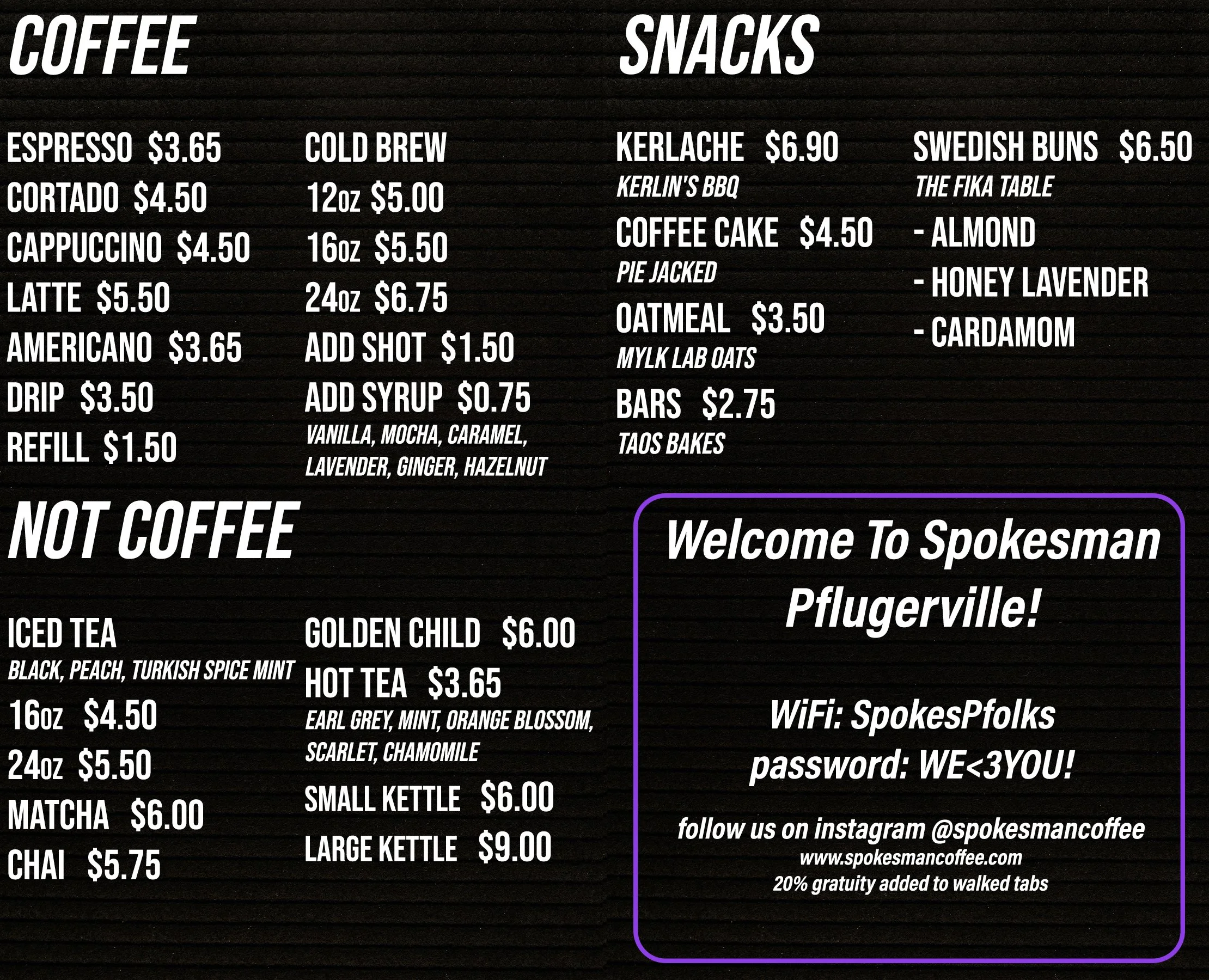 Spokesman Coffee - PFLUGERVILLEMENU