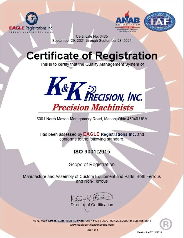 ISO 9001:2015 — K&K Precision