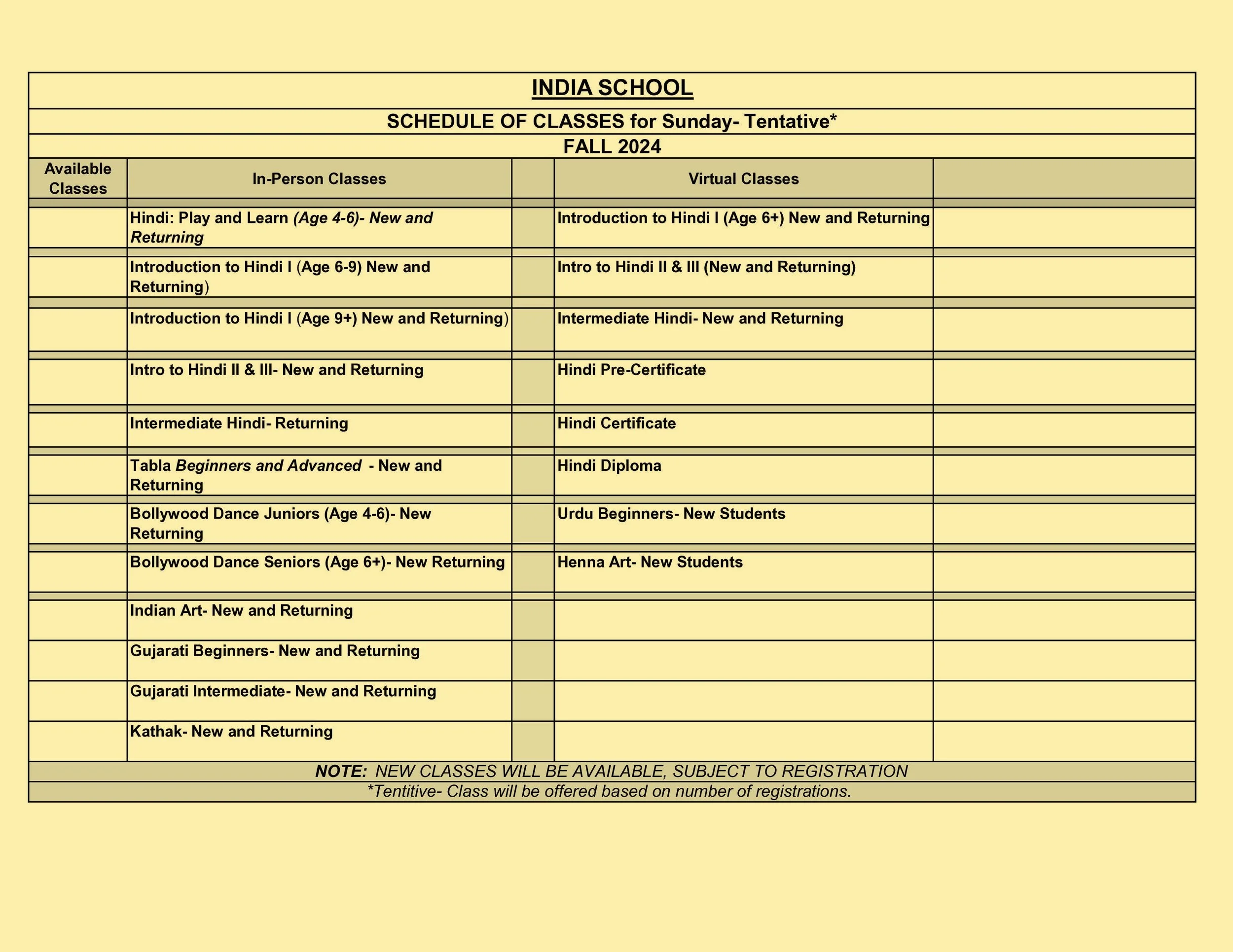 School Schedule