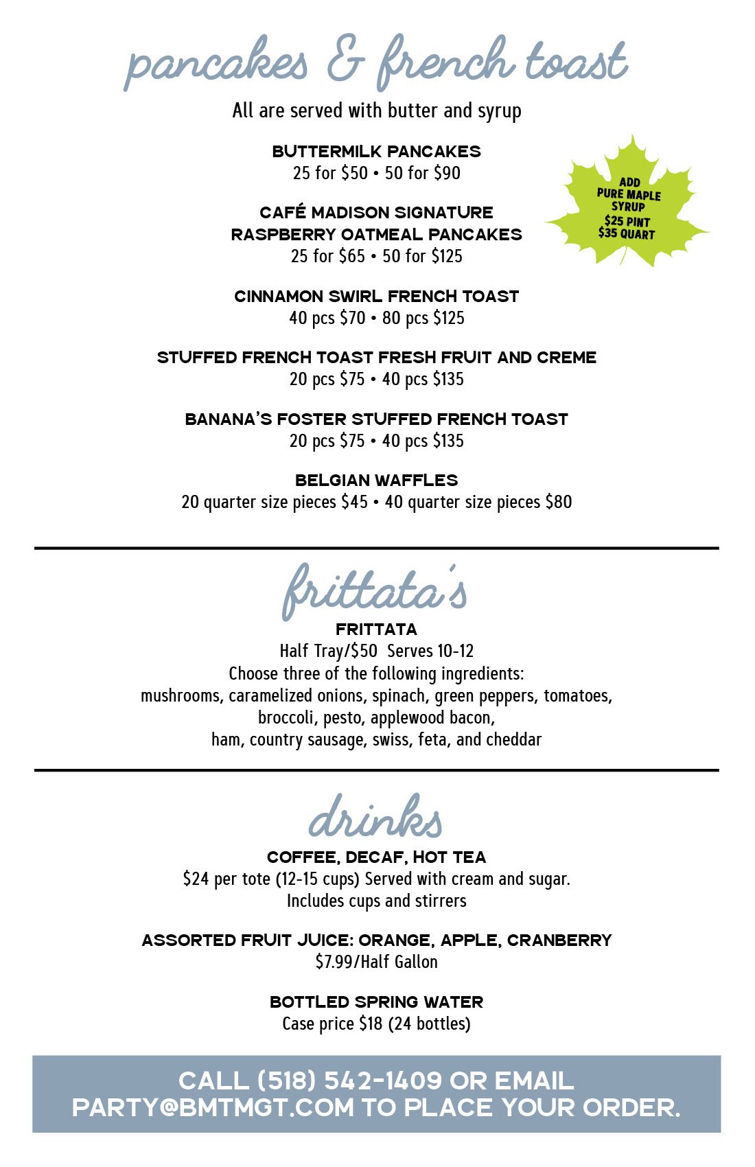 CAFE MADISON CATERING — cafe madison