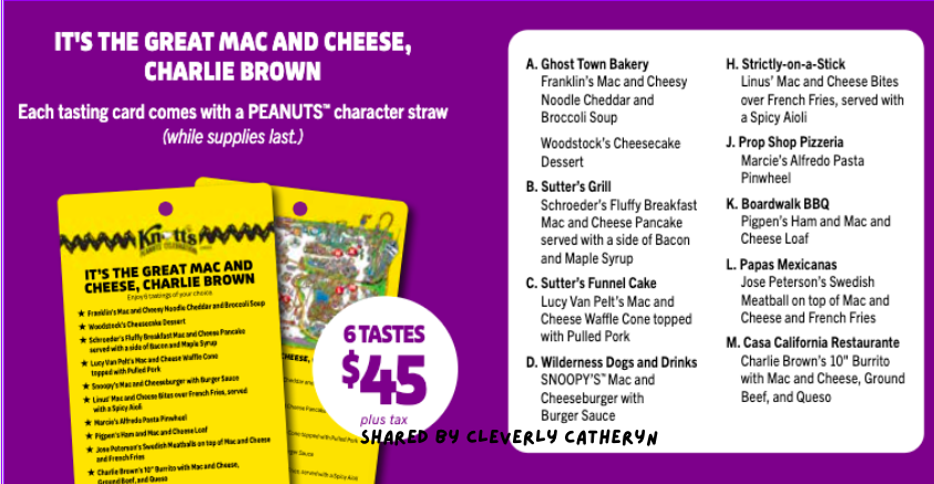 2024 Knott's Peanuts Celebration Food and Event Guide — Cleverly Catheryn