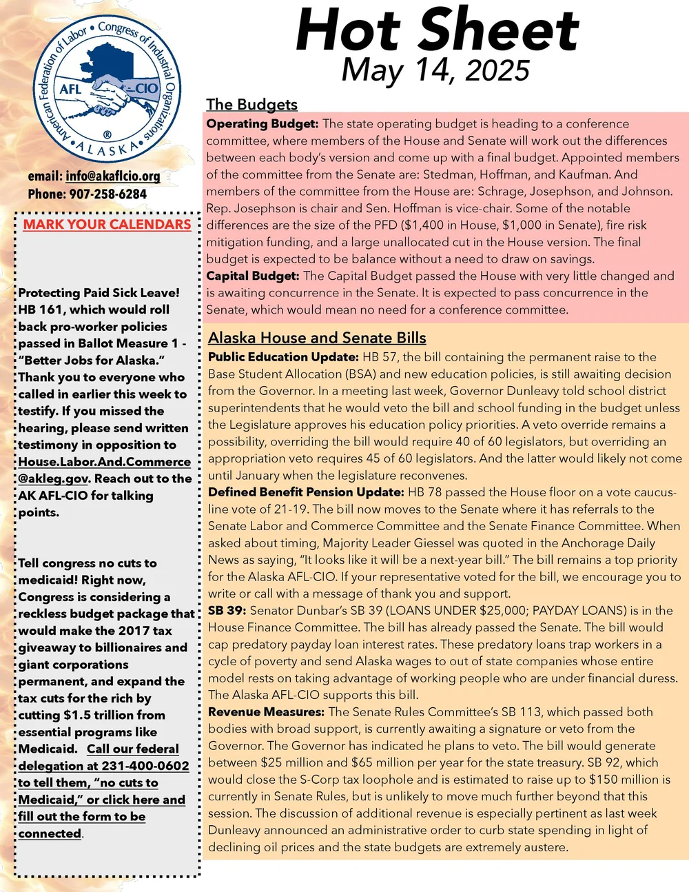 Weekly Hot Sheet — Alaska AFL-CIO