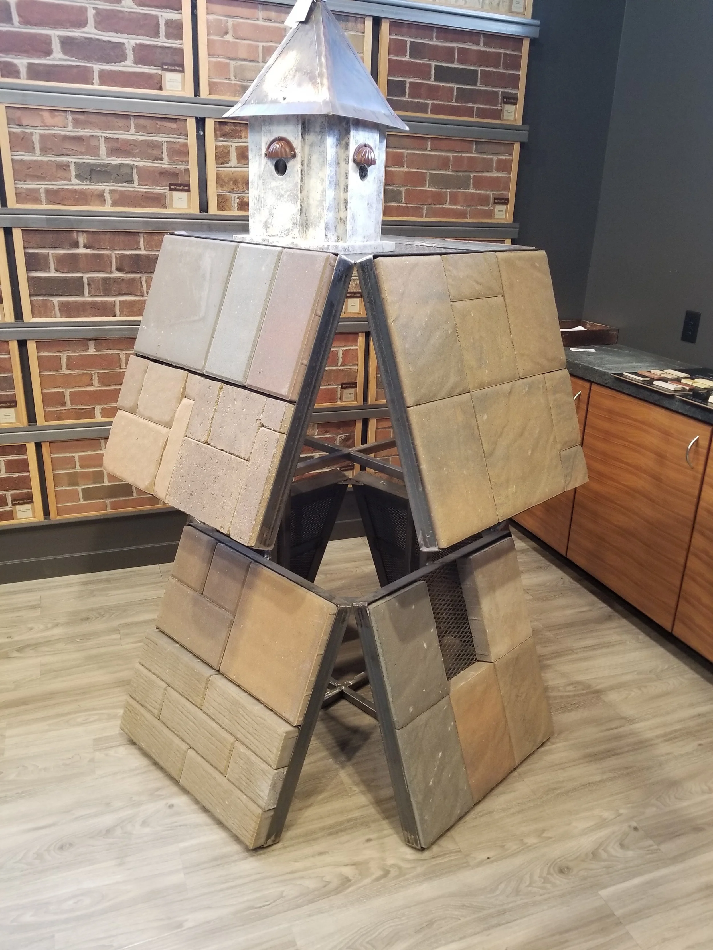 Custom Steel Rotating Paver Display Racks — DELUCA CREATIONS