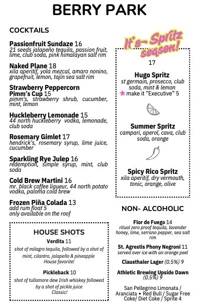 Menus — Berry Park
