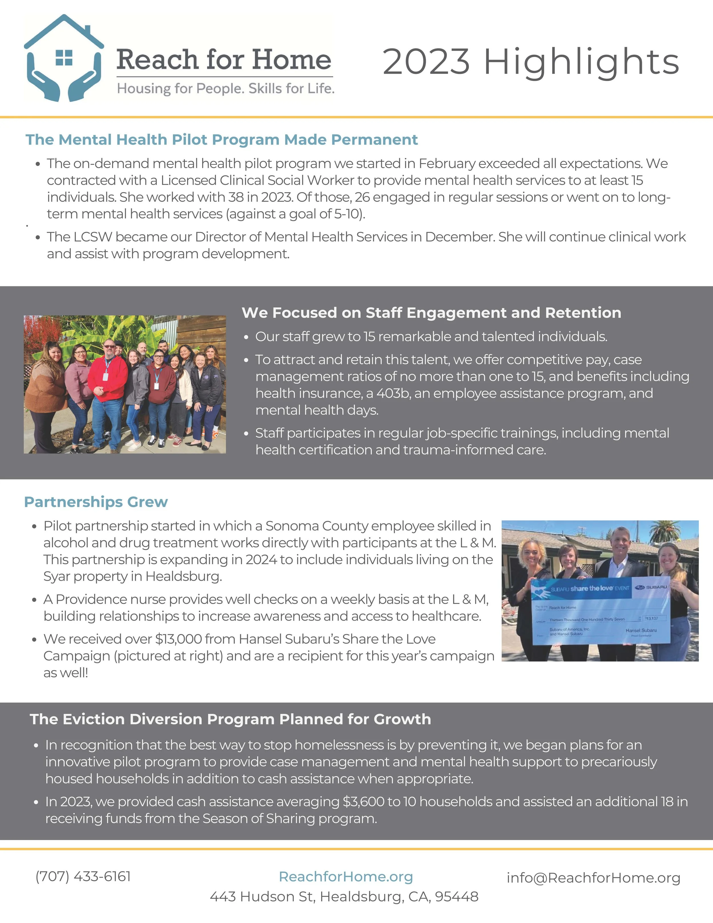 2023 Highlights — REACH FOR HOME