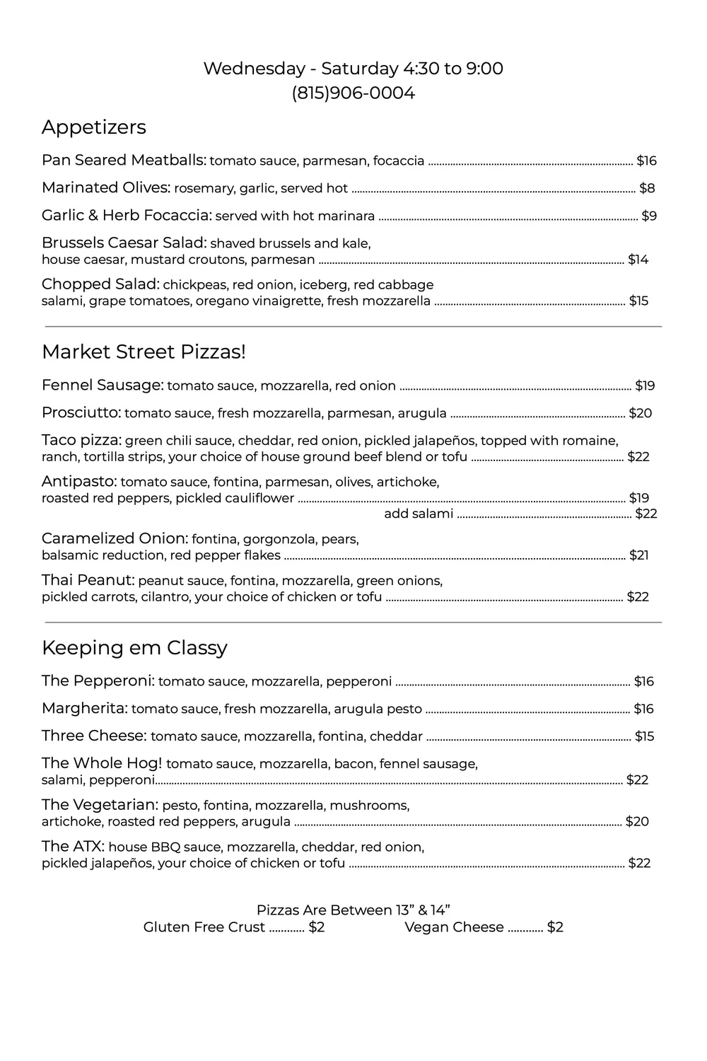 Market Street Pizza — Molly's Kitchen & Bar