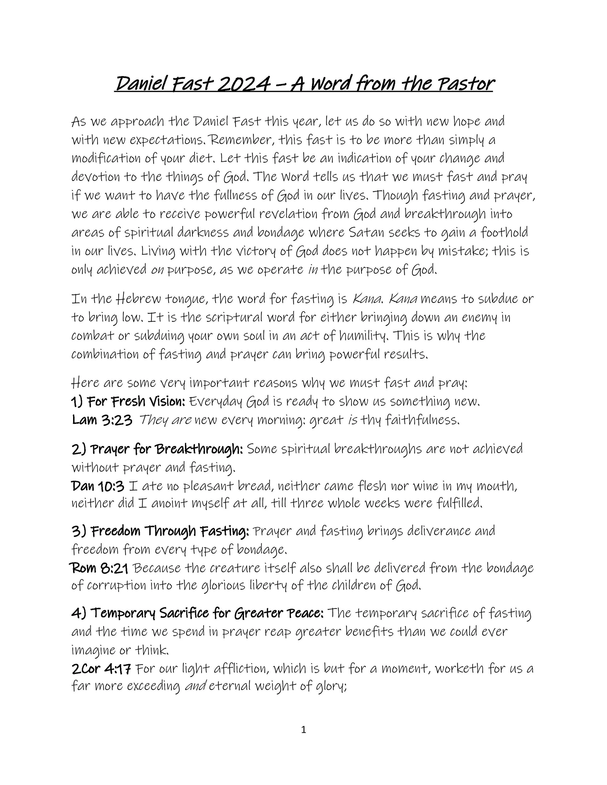 2024 - Daniel Fast Devotional — Bethel Evangel Community Church