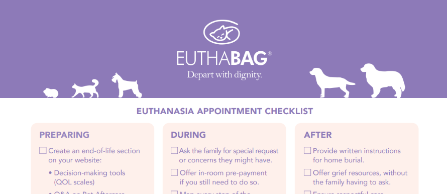 FREE- Request Our Veterinary Euthanasia Appointment Checklist - Euthabag