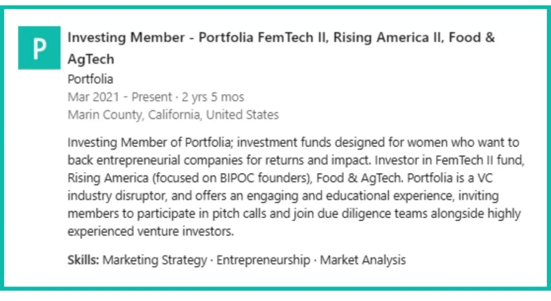 LinkedIn Profile — Portfolia Investing Funds for Women