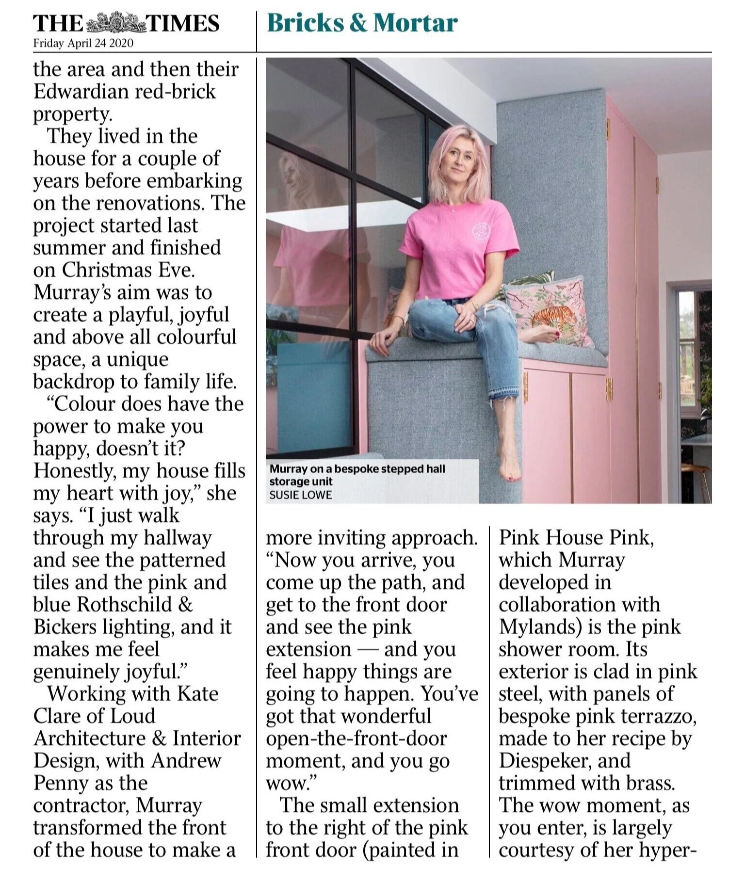 The Pink House on the cover of The Times! — The Pink House