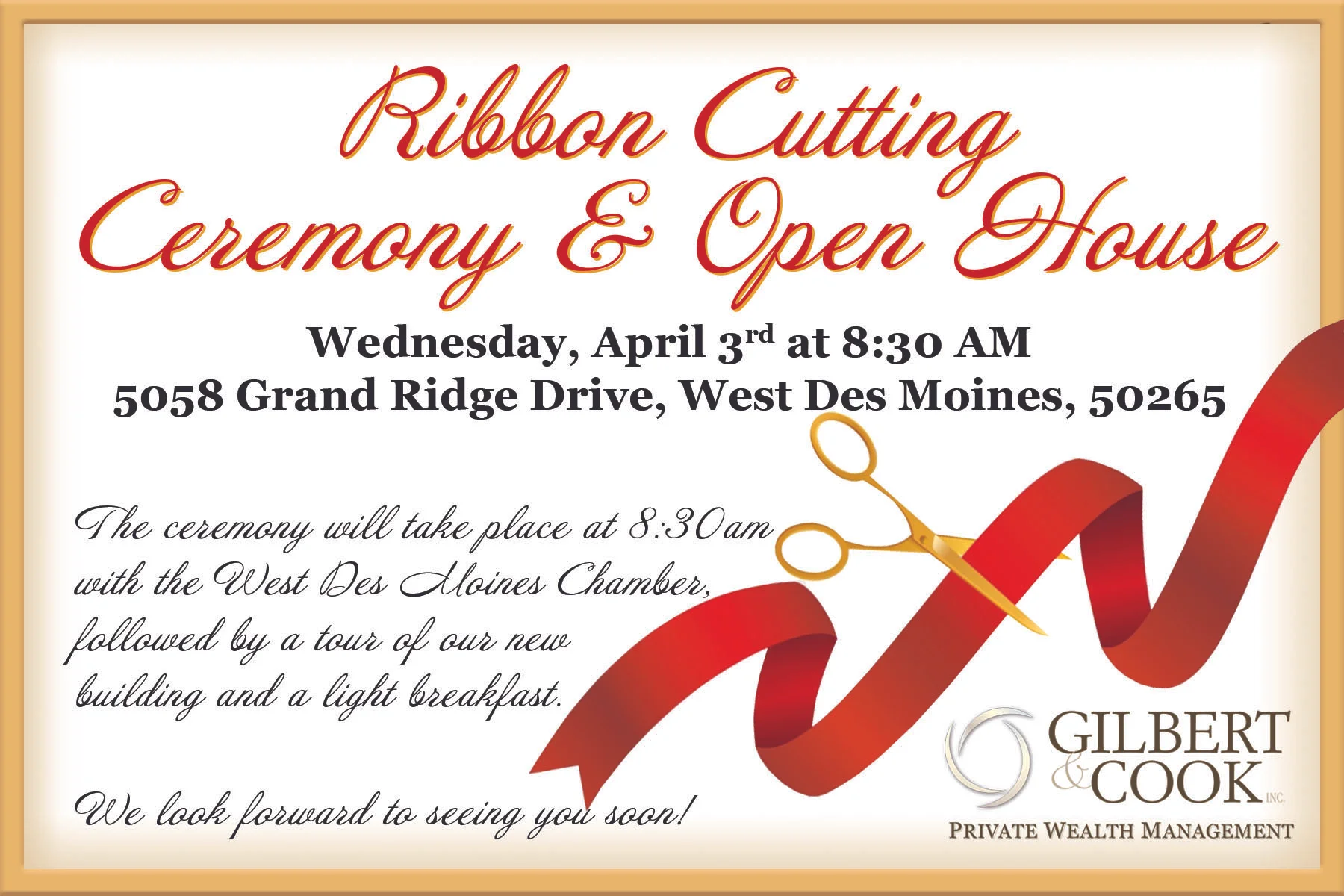 Calendar of Events — Gilbert & Cook