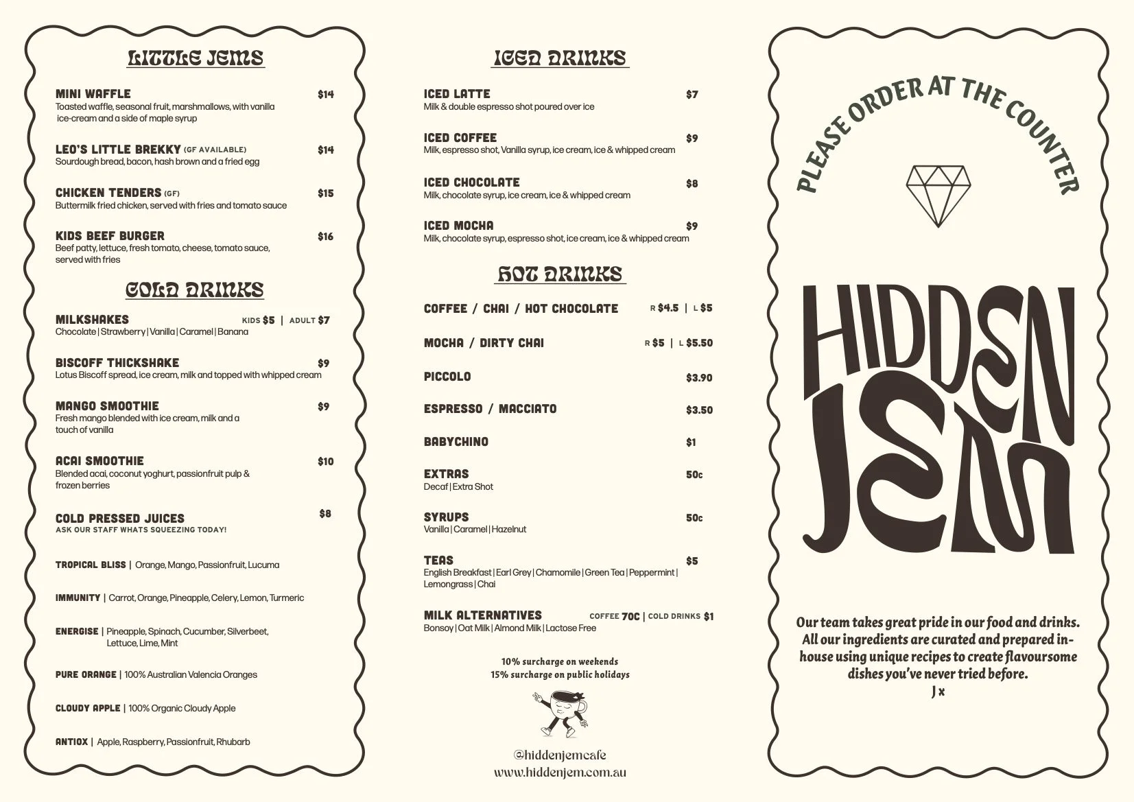 VIEW OUR MENU — Hidden Jem