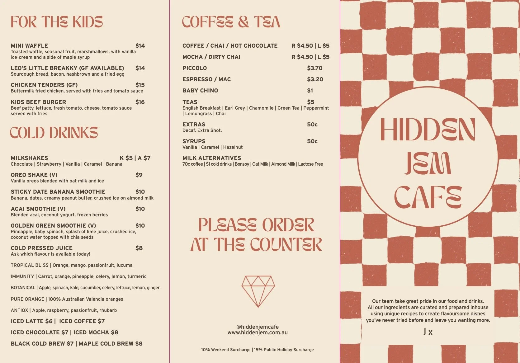 VIEW OUR MENU — Hidden Jem