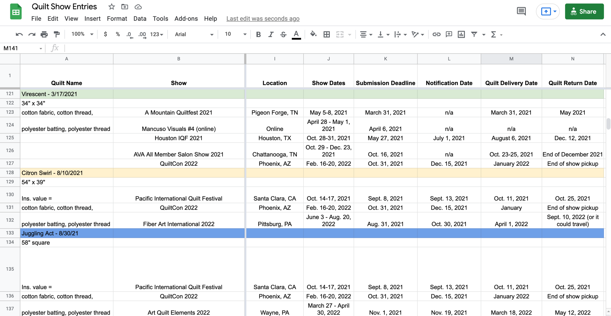 How to Keep Track of Your Quilt Show Entries — Modern Quilts Made by ...