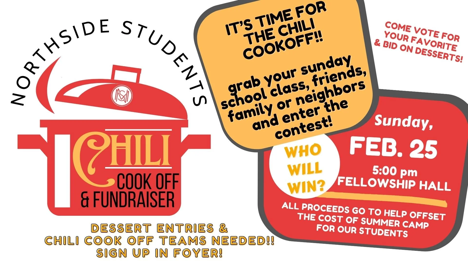 Chili Cook off & Dessert Auction - Student Ministry Fundraiser ...