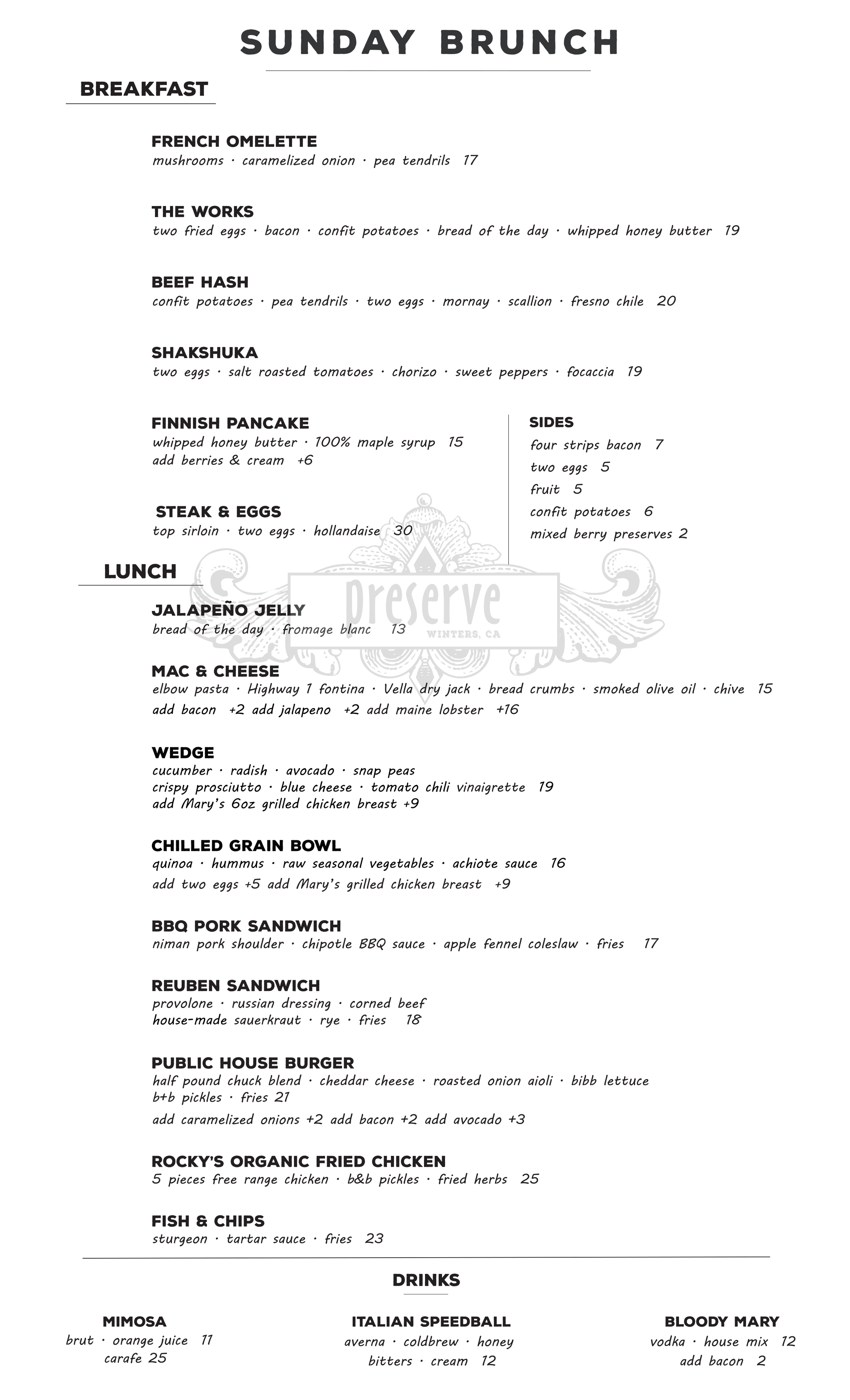 Menus — Preserve