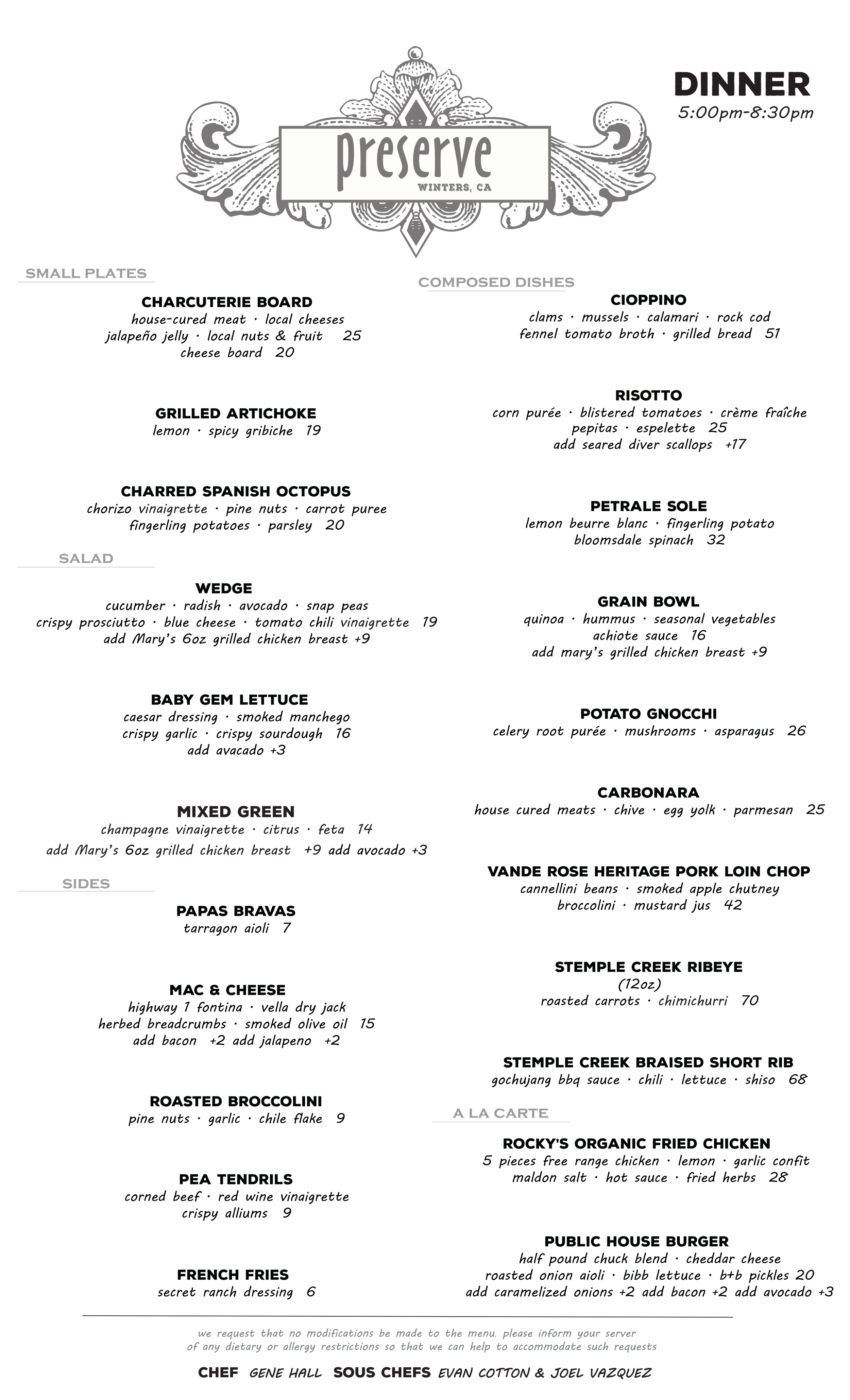 Menus — Preserve
