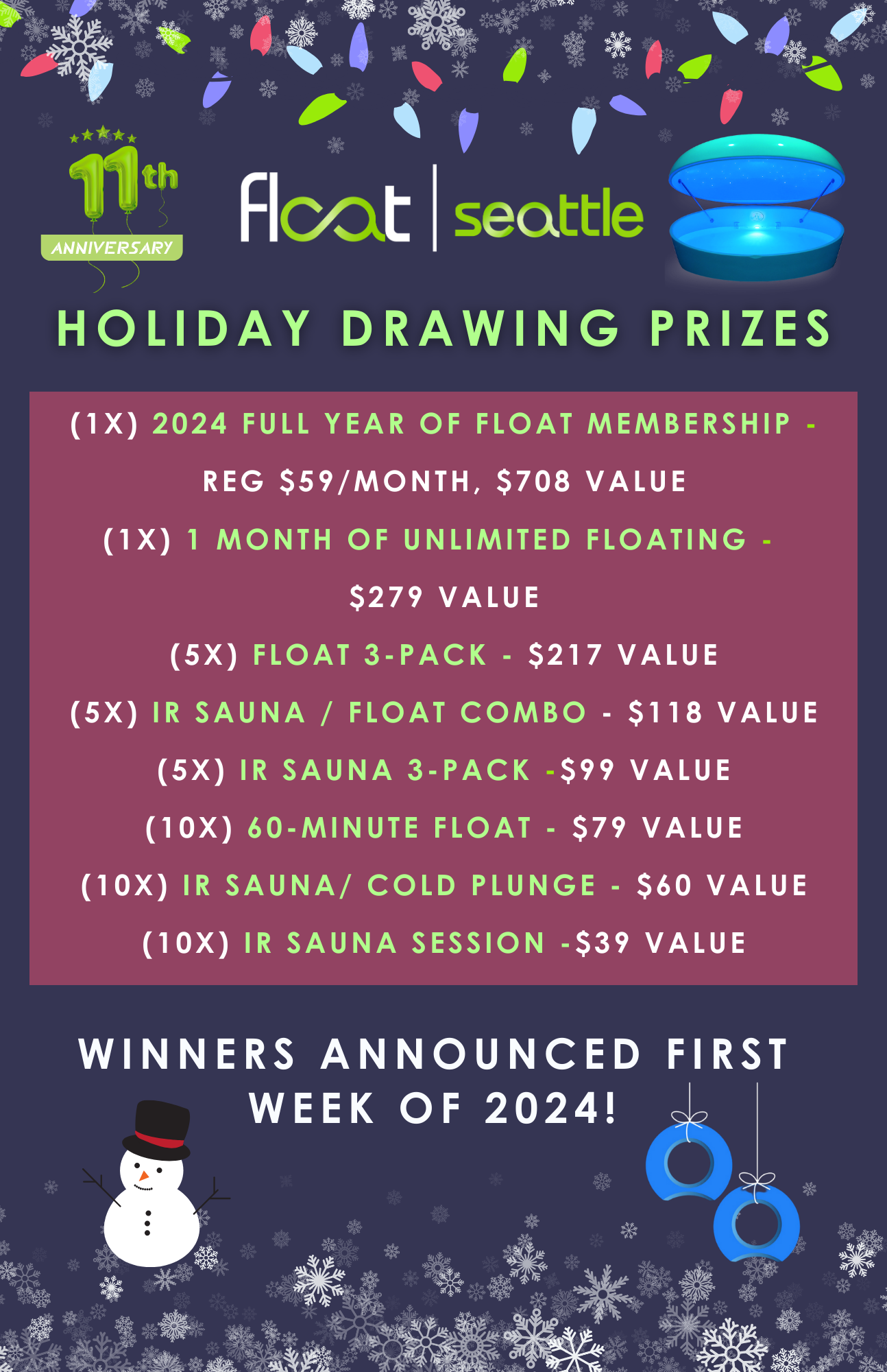 Holiday Drawing 2023 — Float Seattle
