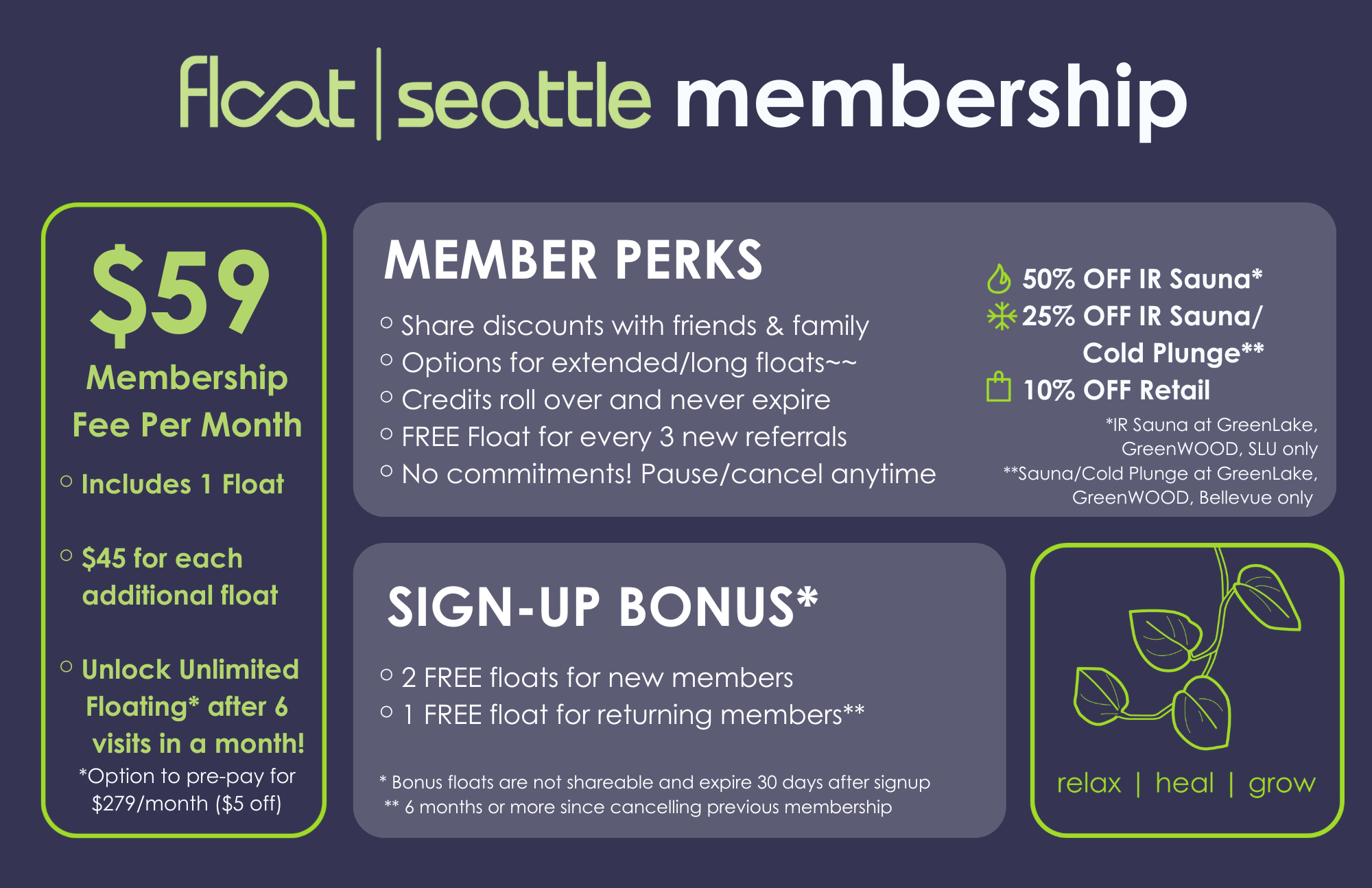 PRICING — Float Seattle