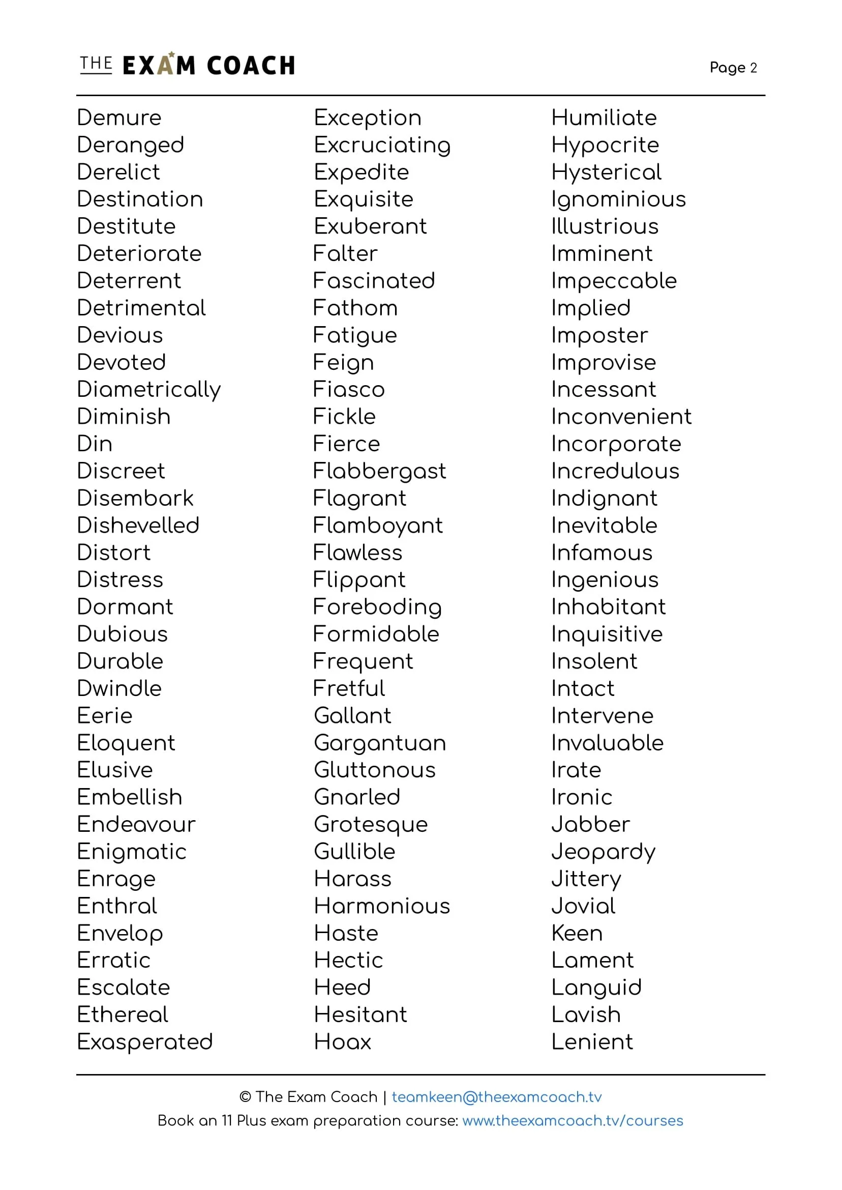11 Plus (11+) Tricky Vocabulary List 2022 | The Exam Coach