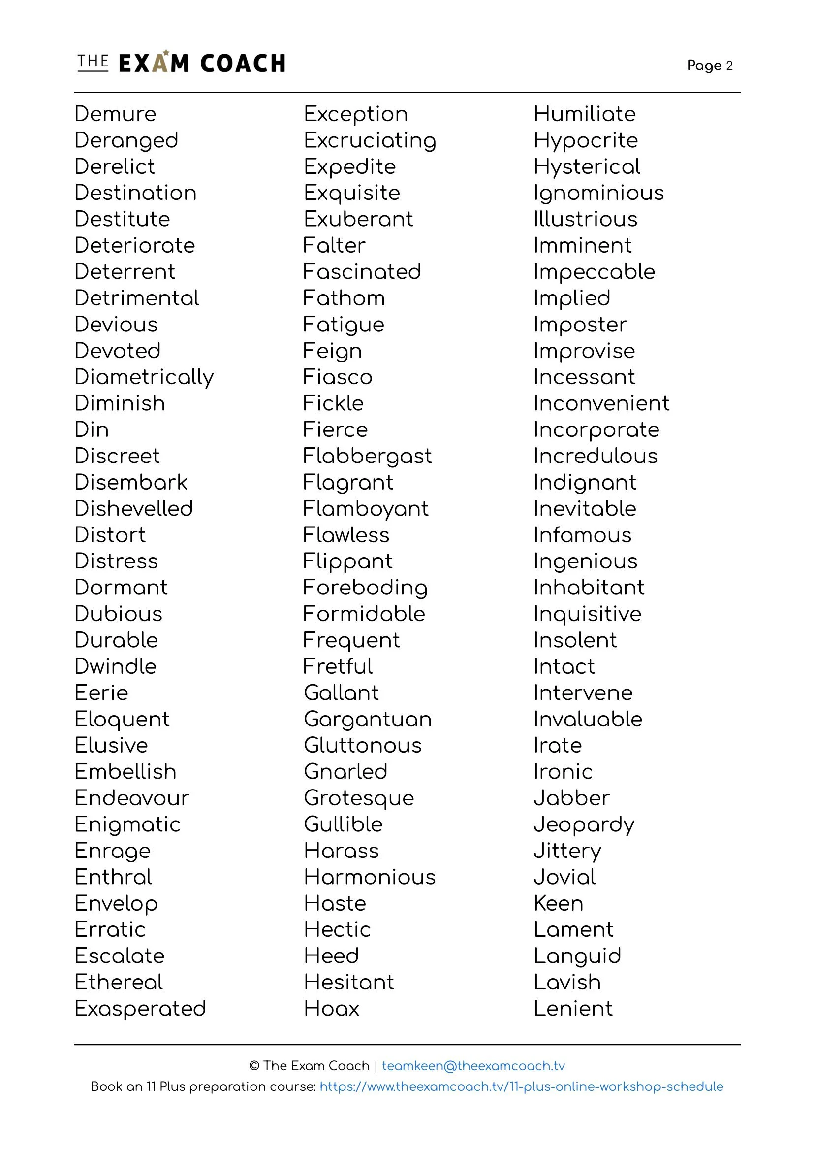 11 Plus (11+) Tricky Vocabulary List 2022 | The Exam Coach