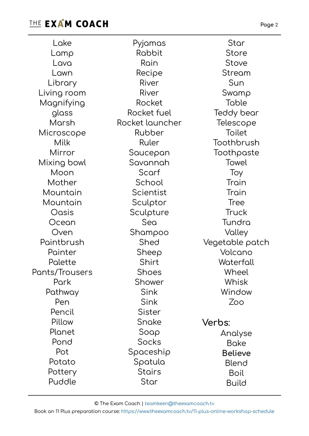 7 Plus (7+) Tricky Vocabulary List 2025 | The Exam Coach