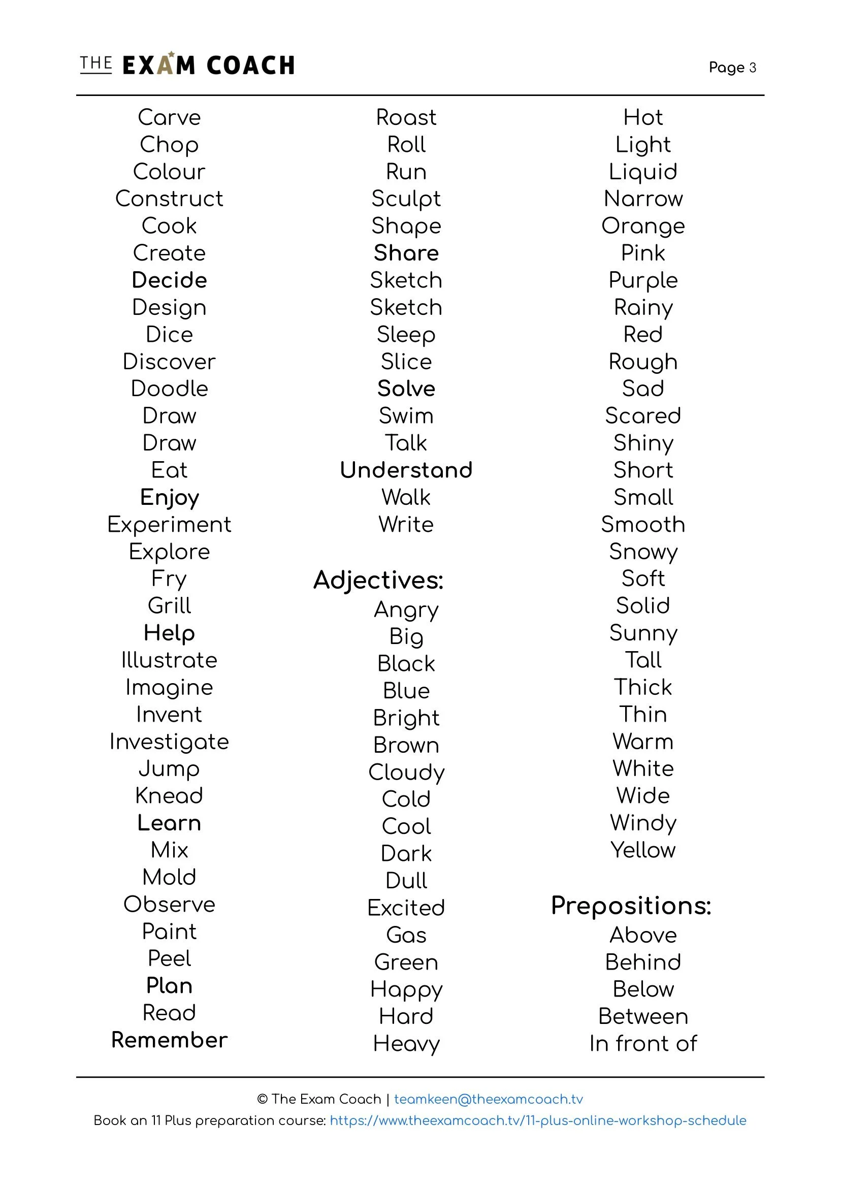 7 Plus (7+) Tricky Vocabulary List 2025 | The Exam Coach