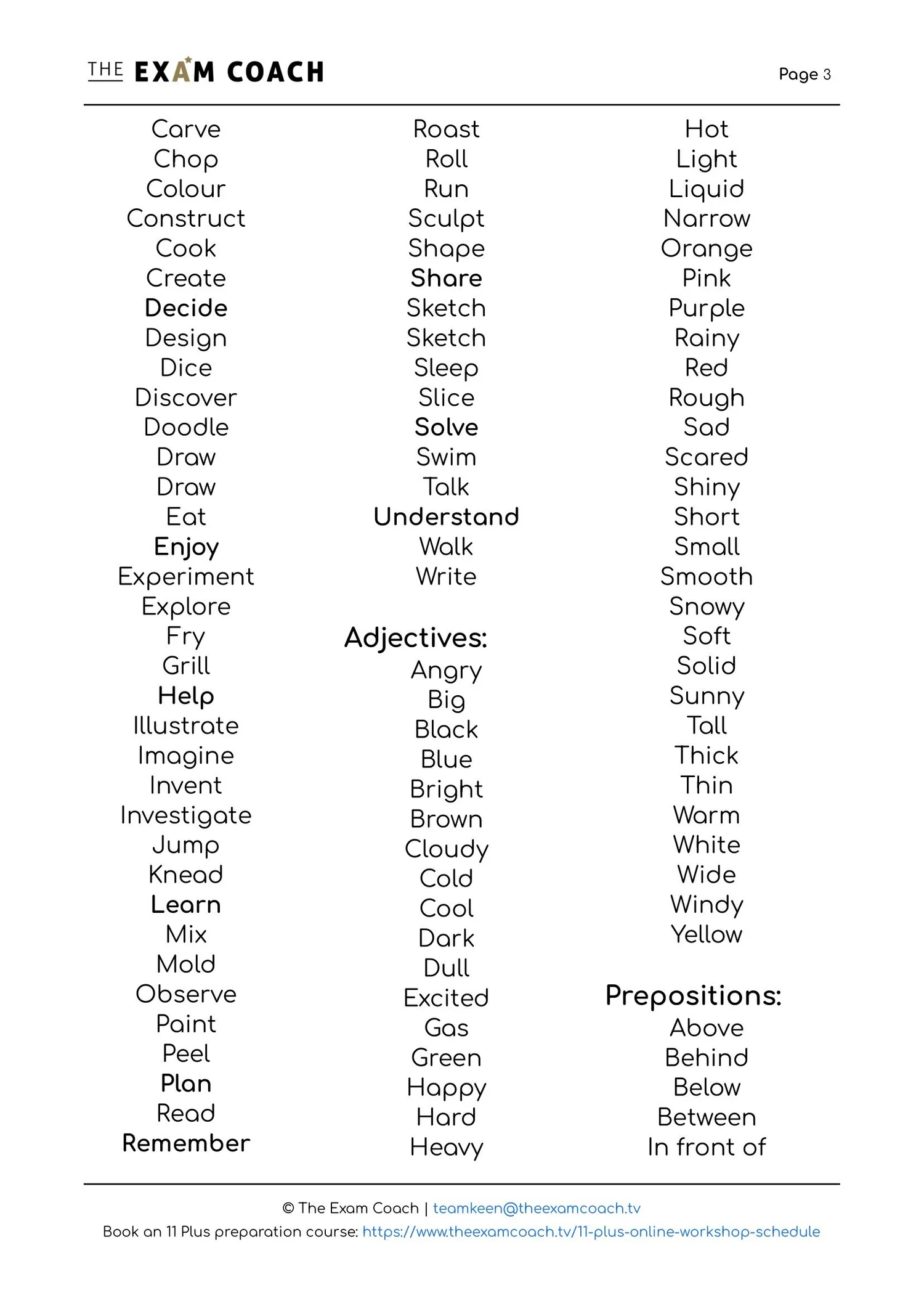 7 Plus (7+) Tricky Vocabulary List 2025 | The Exam Coach