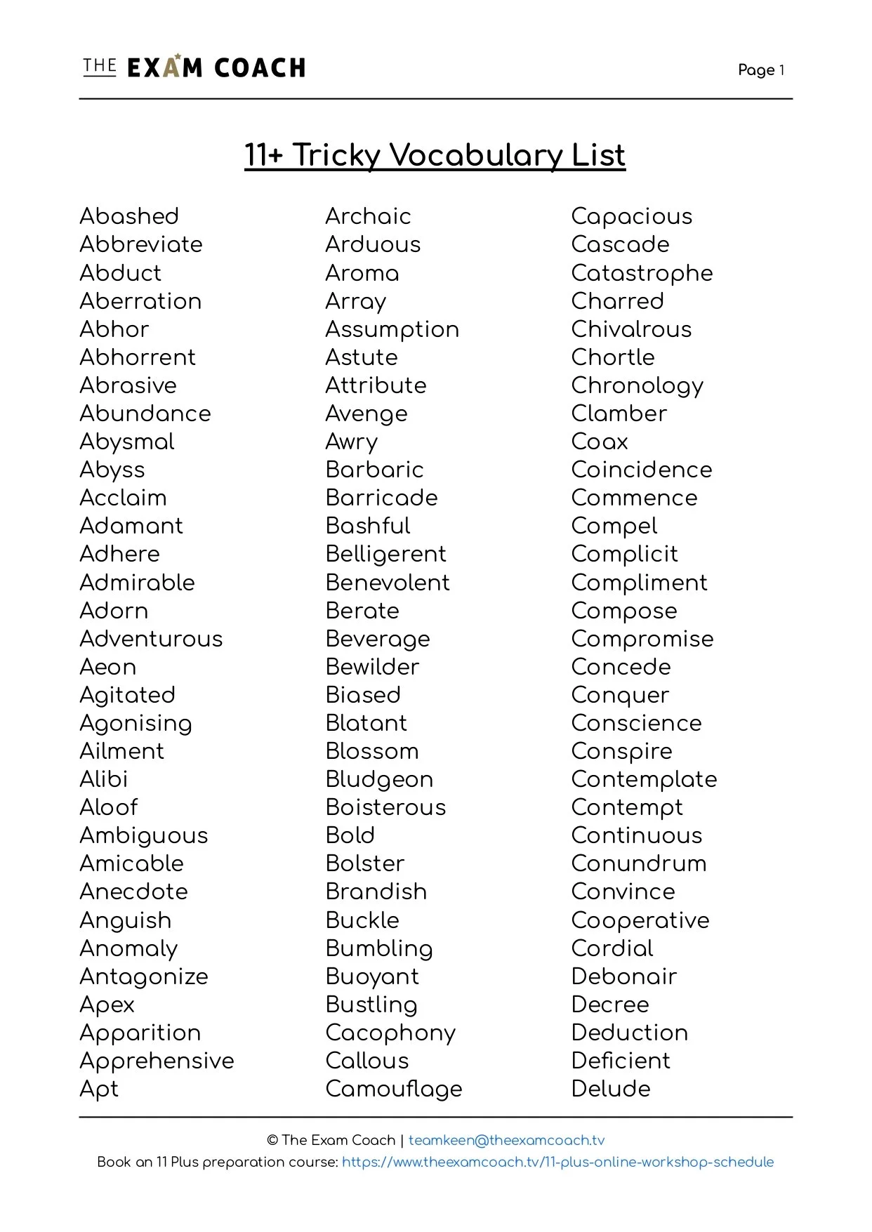 11 Plus (11+) Tricky Vocabulary List 2022 | The Exam Coach